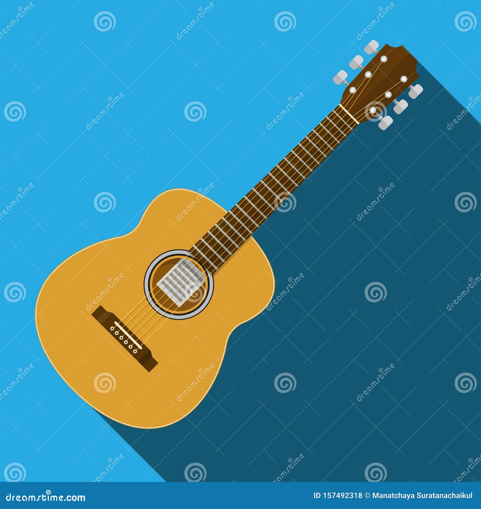 Classical acoustic guitar. stock vector. Illustration of music - 157492318
