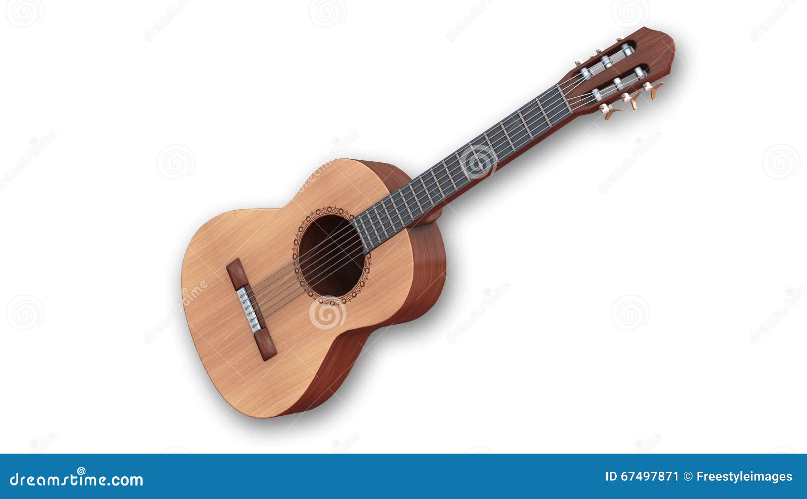 Classical Acoustic Guitar, Music Instrument Isolated on White ...