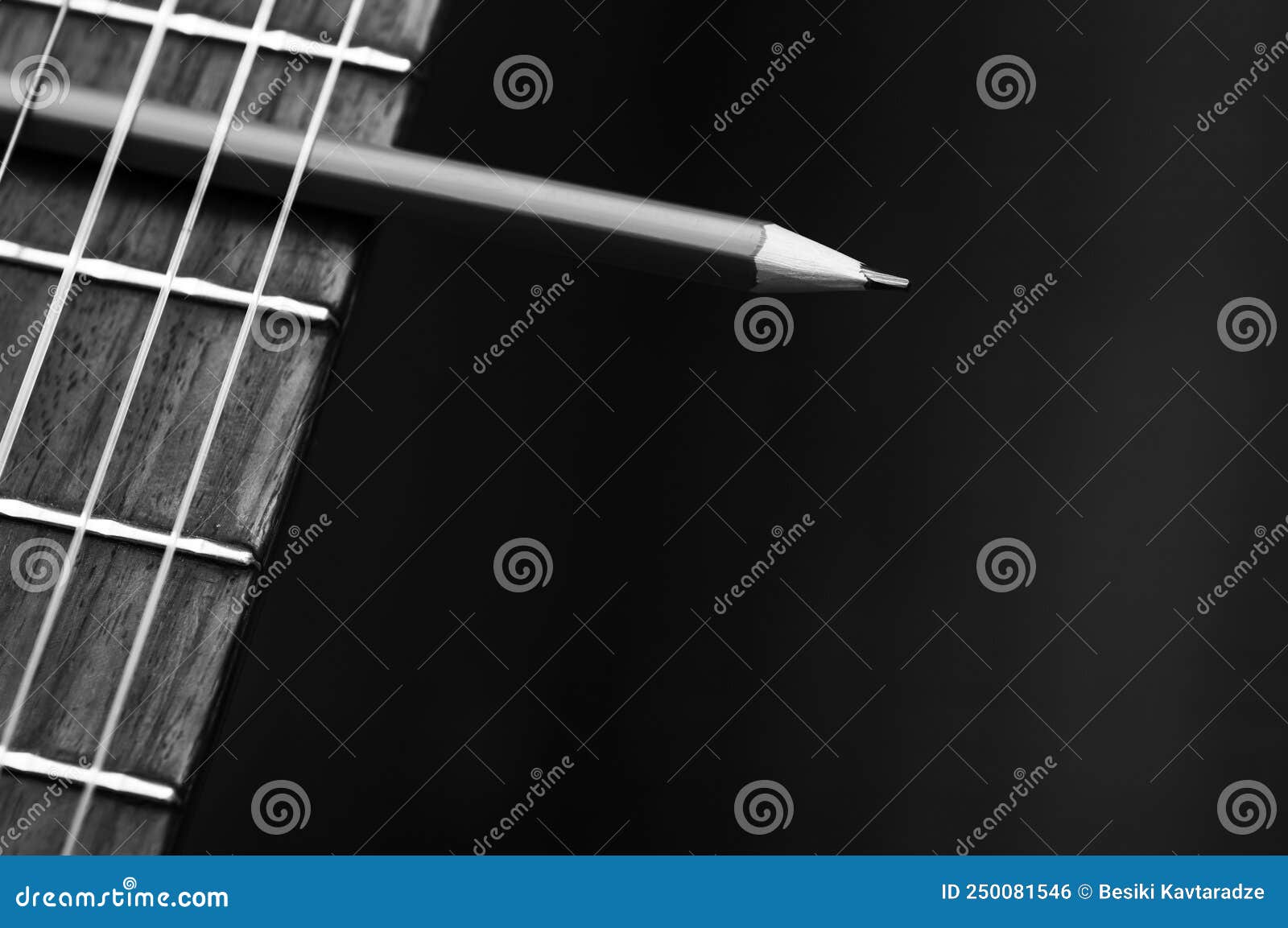 Classical Acoustic Guitar With A Pencil Royalty-Free Stock Image ...