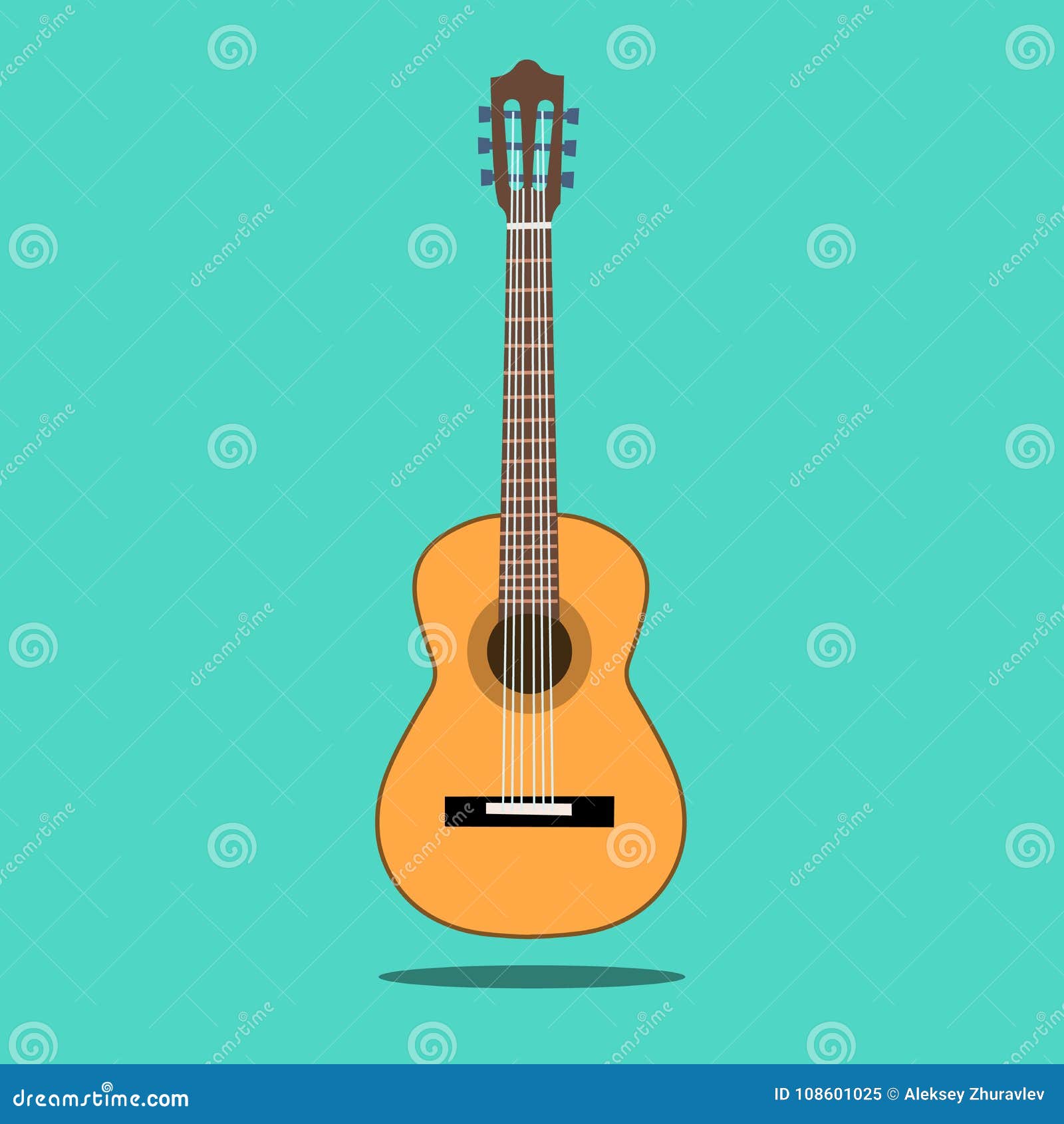 Classical Acoustic Guitar. Silhouette Classic Guitar. Illustration in ...