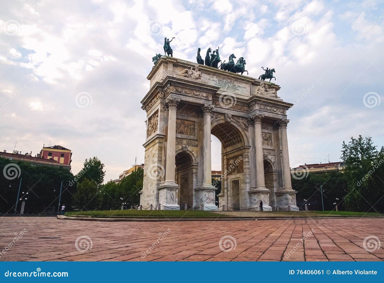 Classical Arch and People in a Square Stock Image - Image of ...