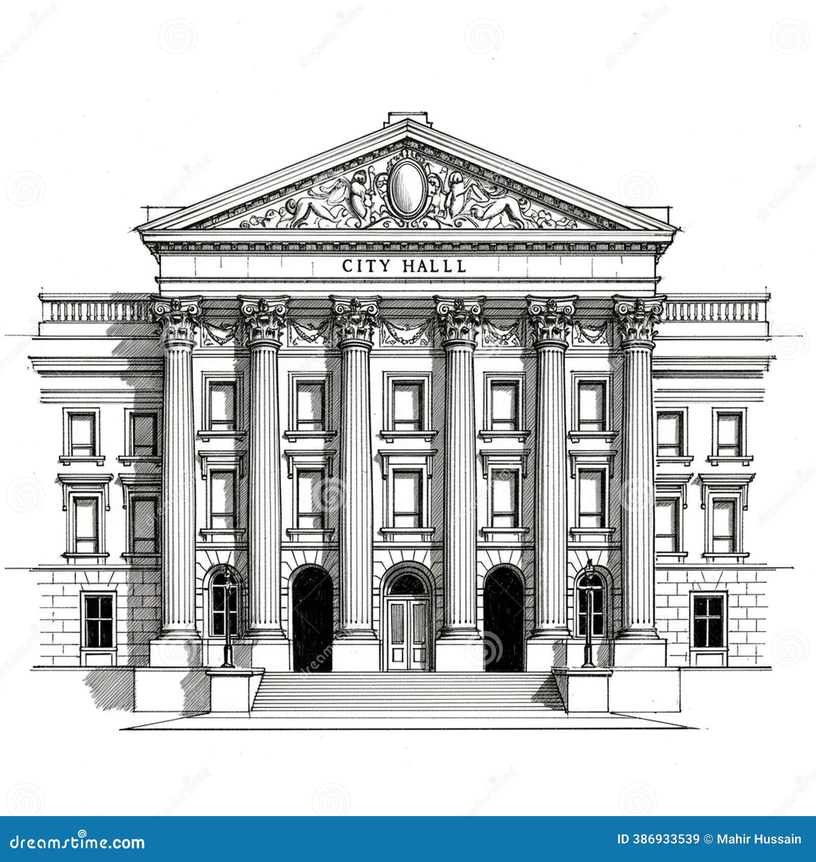 A Grandiose Neoclassical Building Featuring Towering Columns And ...