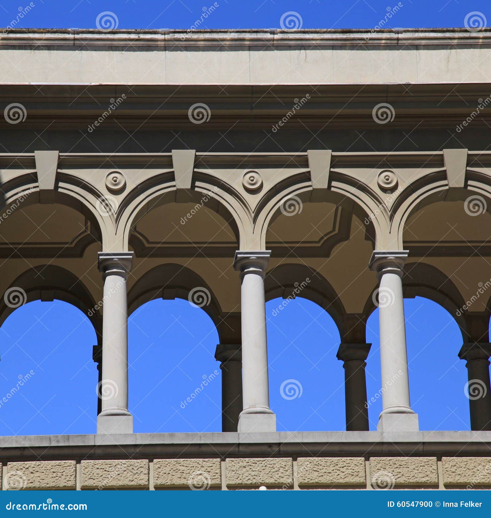 Classical Architecture with Columns and Blue Sky Stock Photo - Image of ...