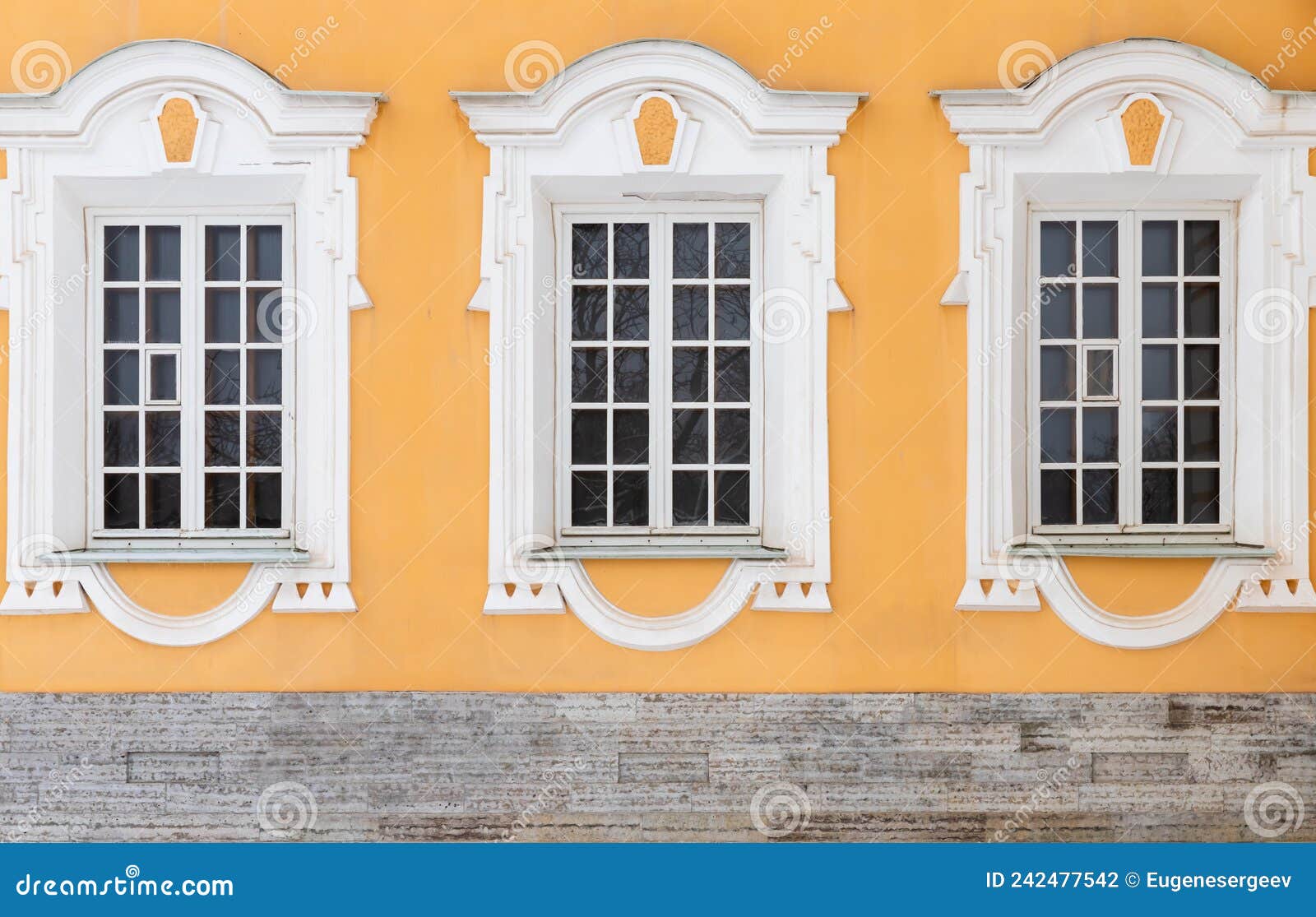 Classical Architecture Details, Windows with White Frames Stock Photo ...