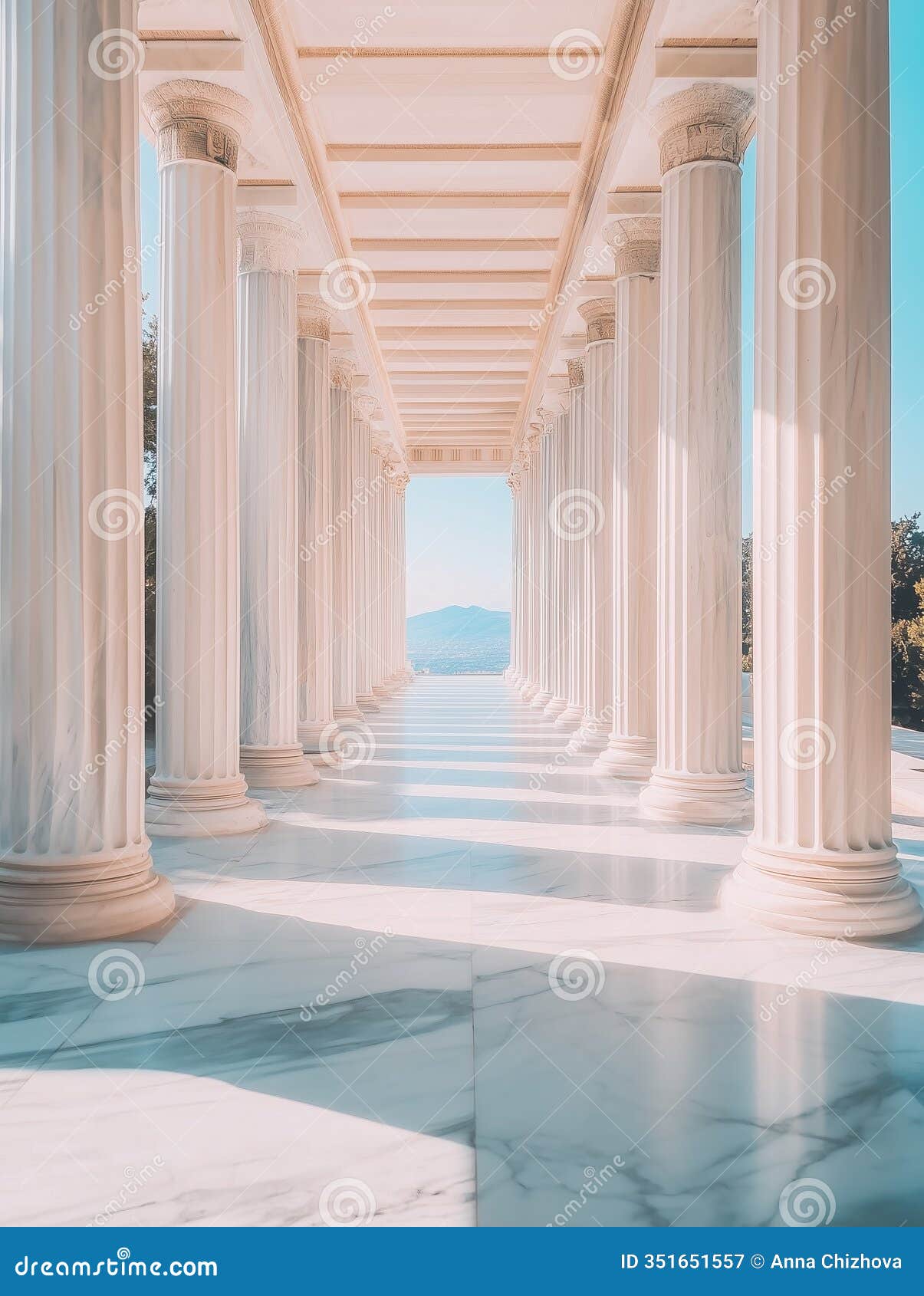 Classical Architecture: Gallery with Columns. Stock Illustration ...