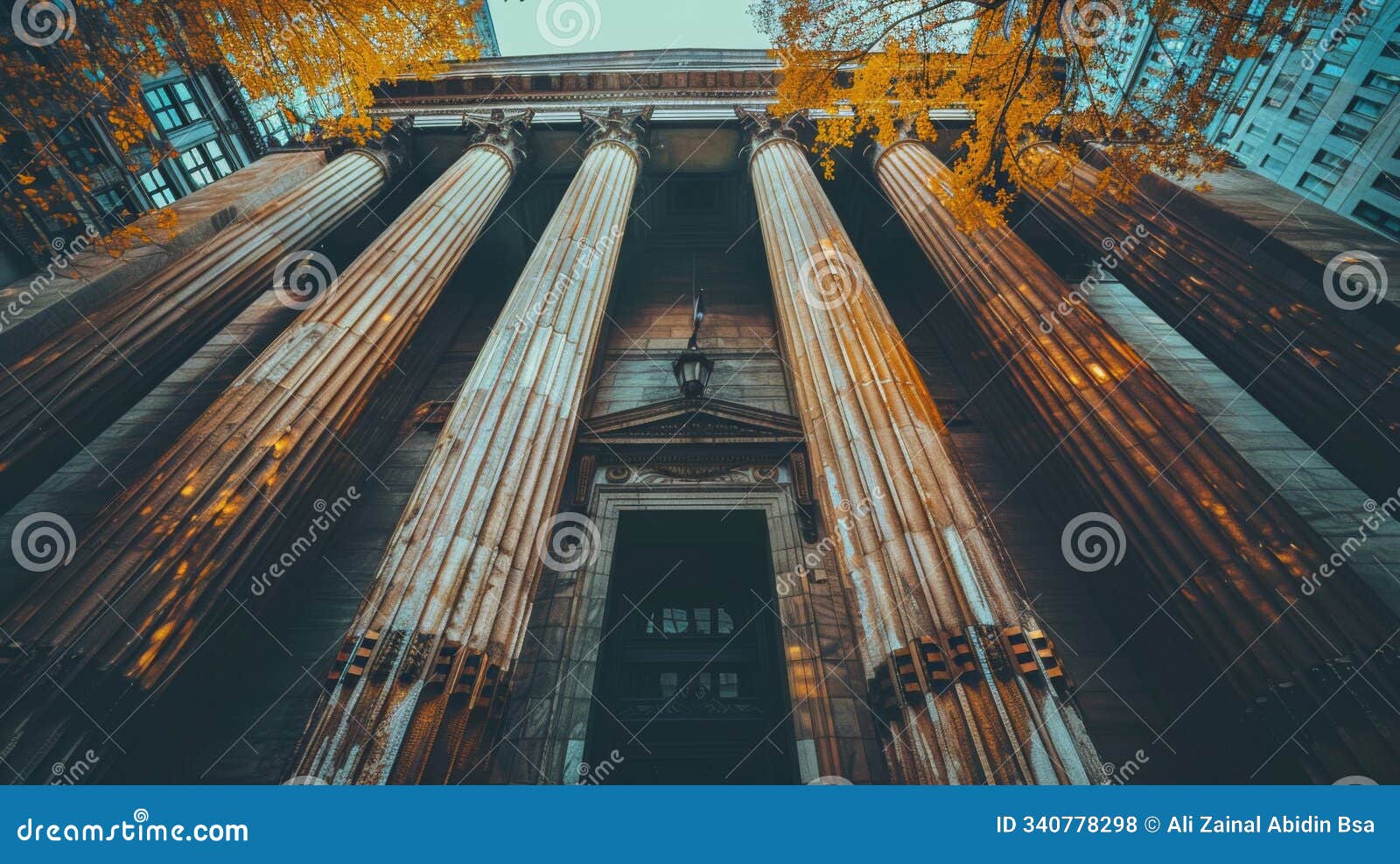 Classical Architecture with Golden Columns Stock Illustration ...