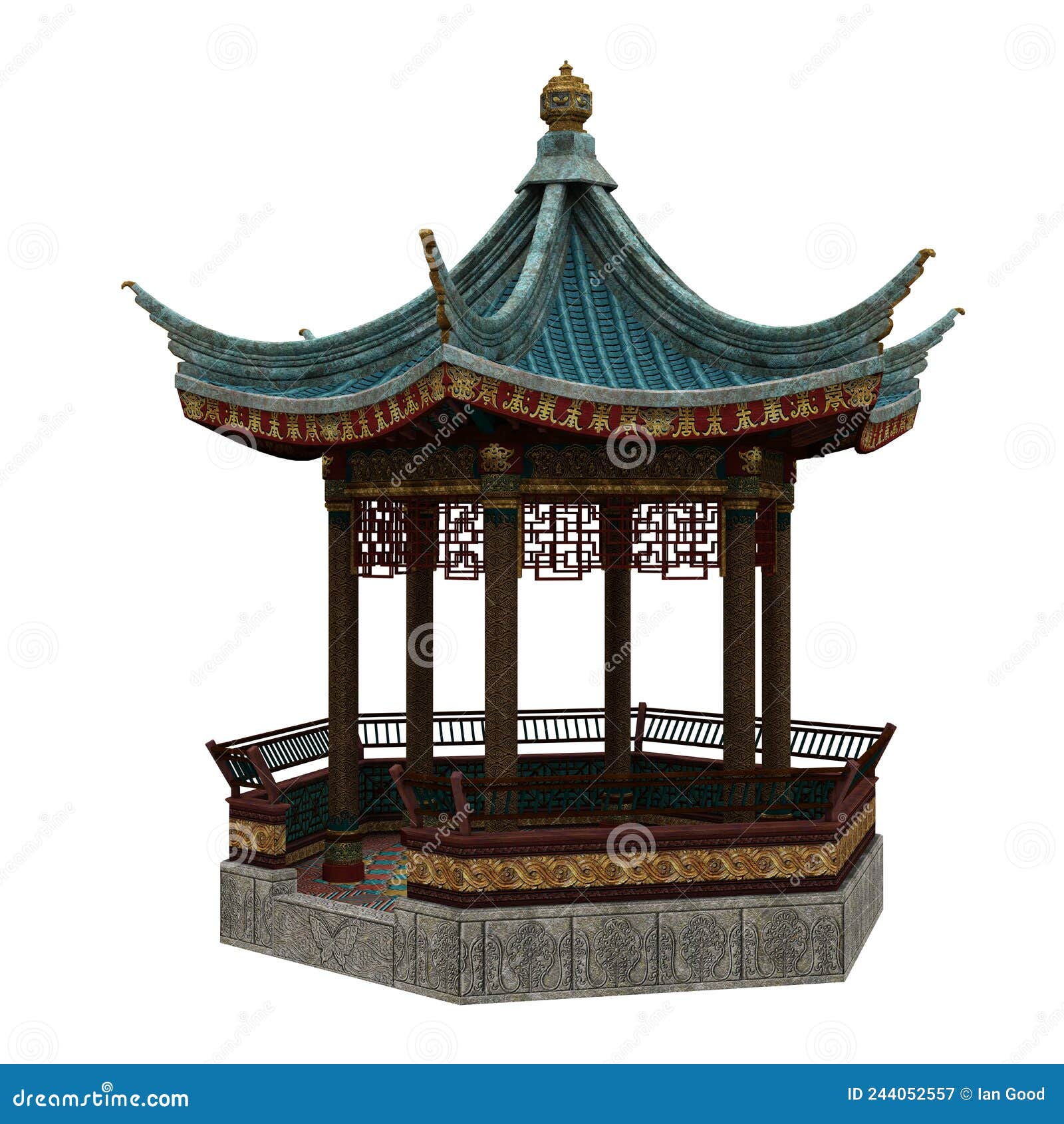 Classical Asian Style Garden Pavillion Structure. 3D Illustration ...