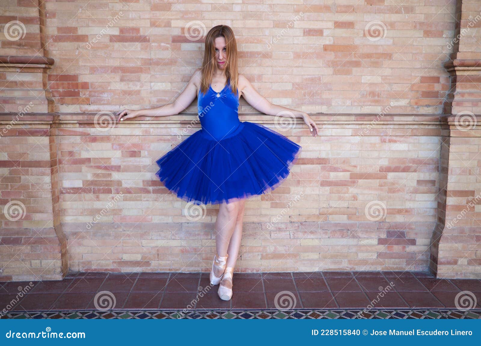 Classical Ballet Dancer with Turkey Blue Tutu Doing Different Poses and ...