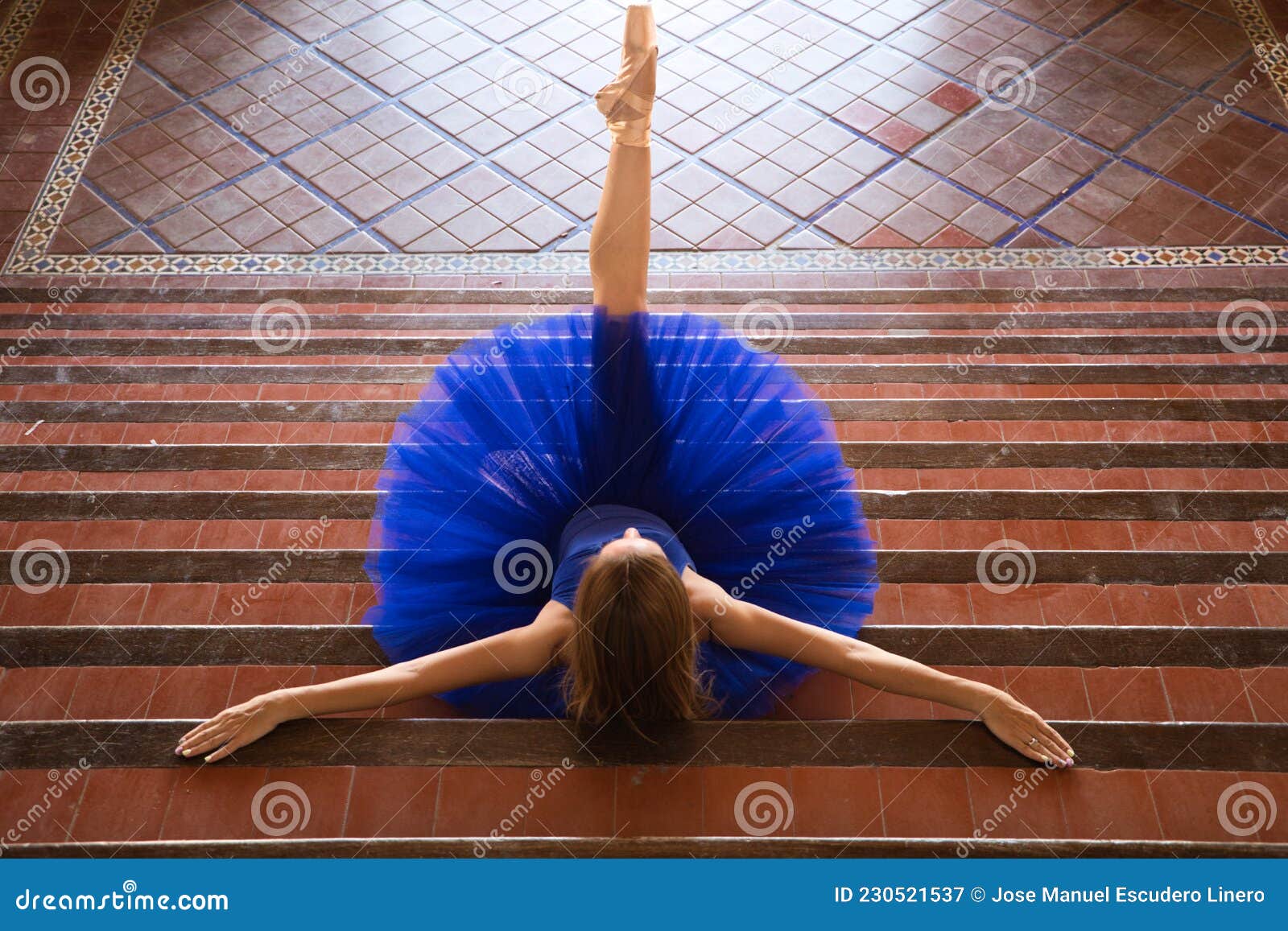 Classical Ballet Dancer with Turkey Blue Tutu and Rehearsing for the ...