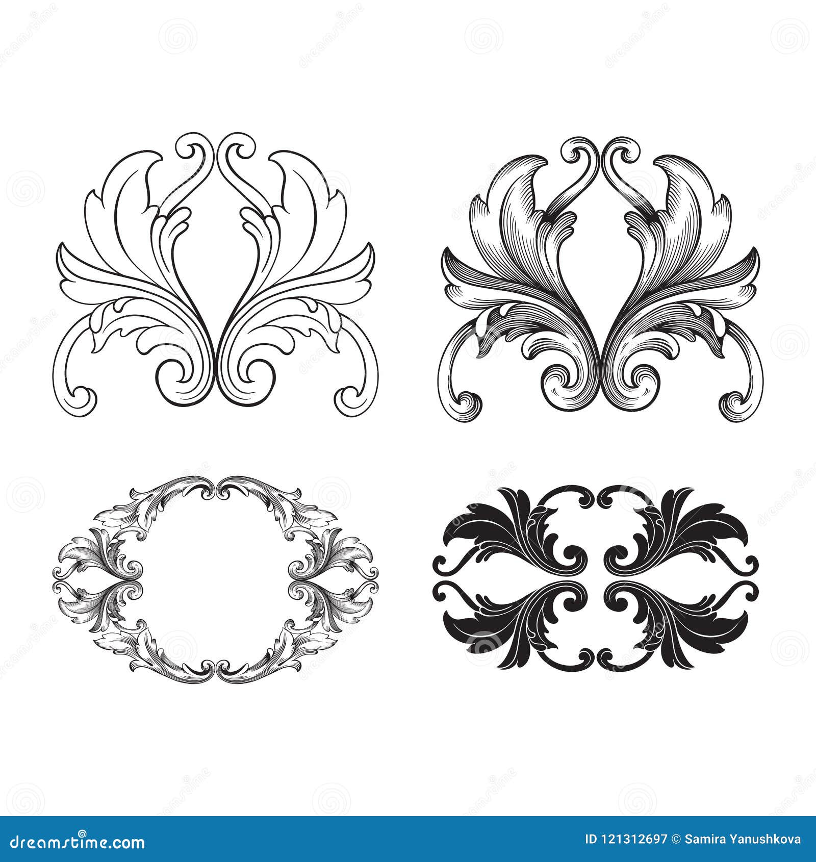 Classical Baroque Vector Set of Vintage Elements for Design. Stock ...