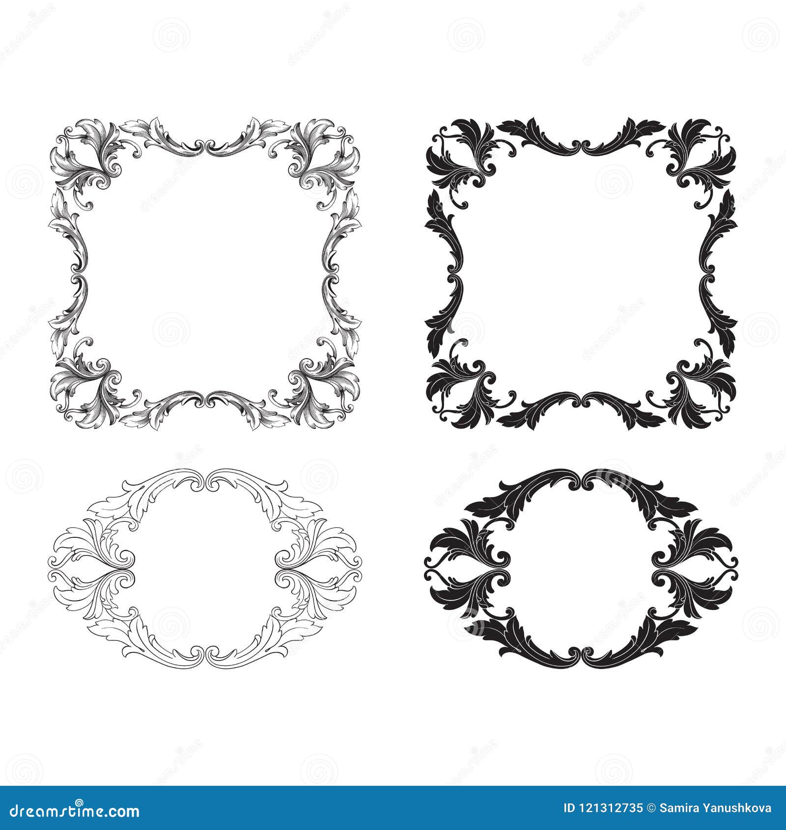 Classical Baroque Vector Set of Vintage Elements for Design. Stock ...
