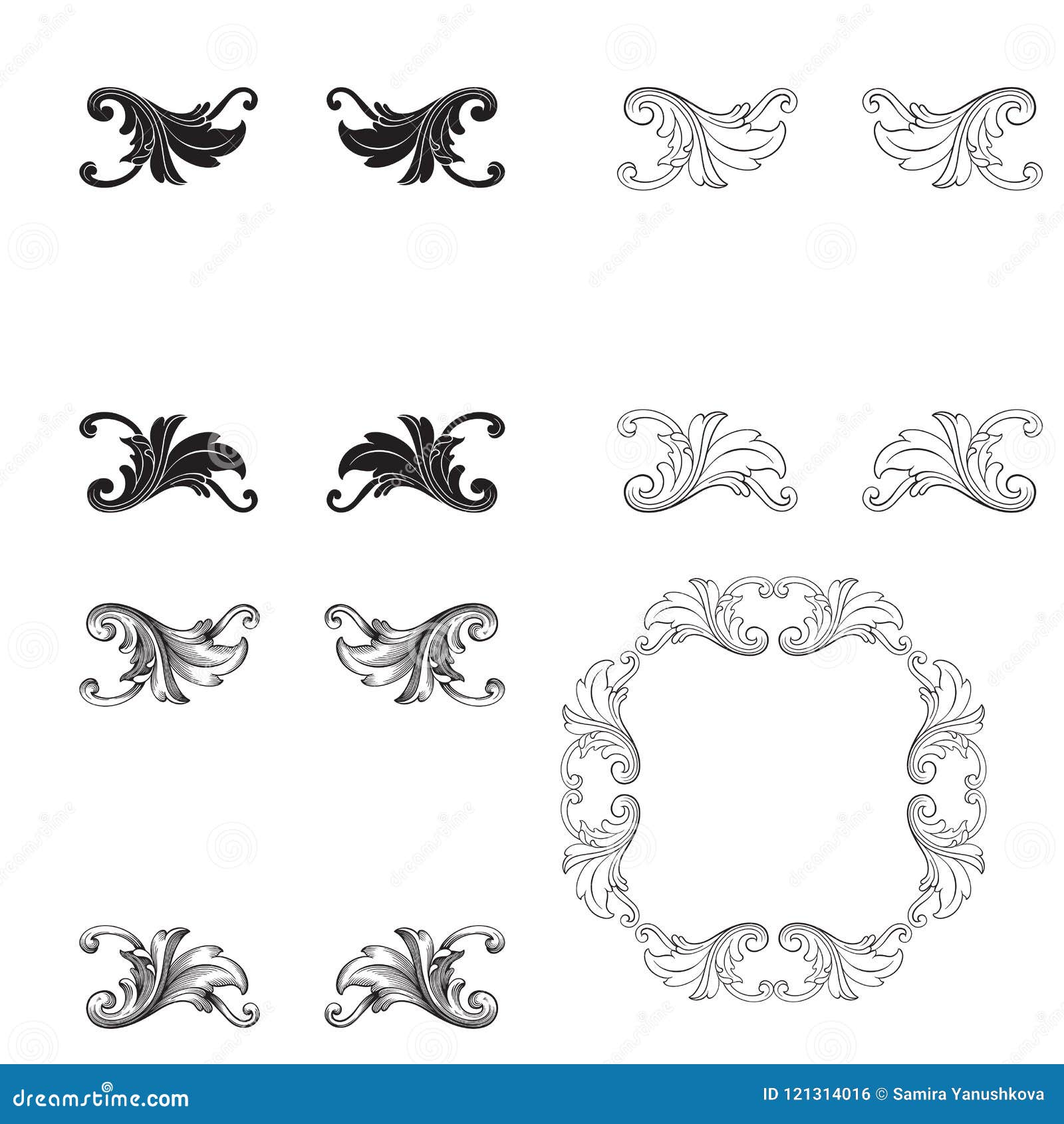 Classical Baroque Vector Set of Vintage Elements for Design. Stock ...