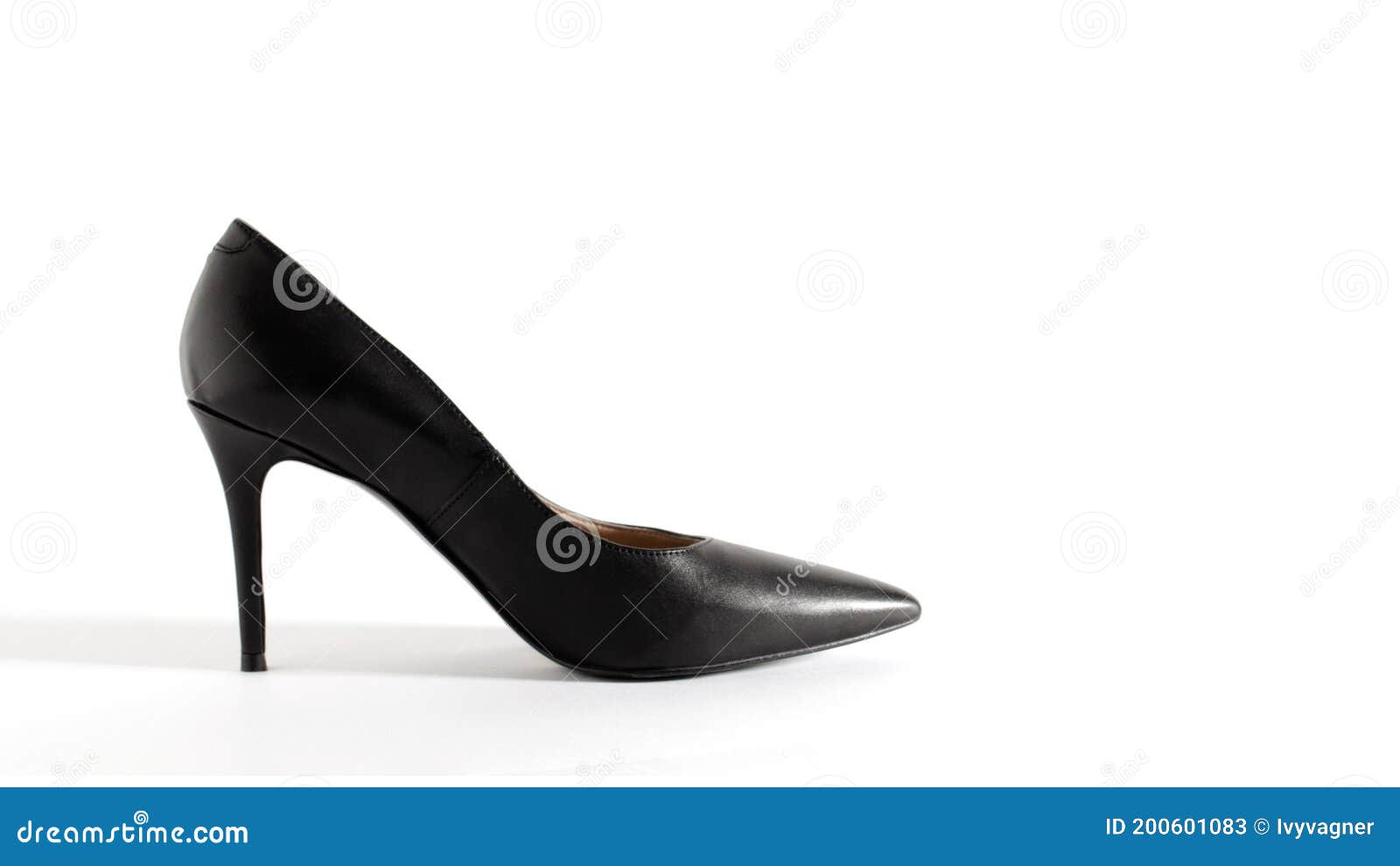 Classical Black Shoes. High Heel Shoes on White Background. Side View ...