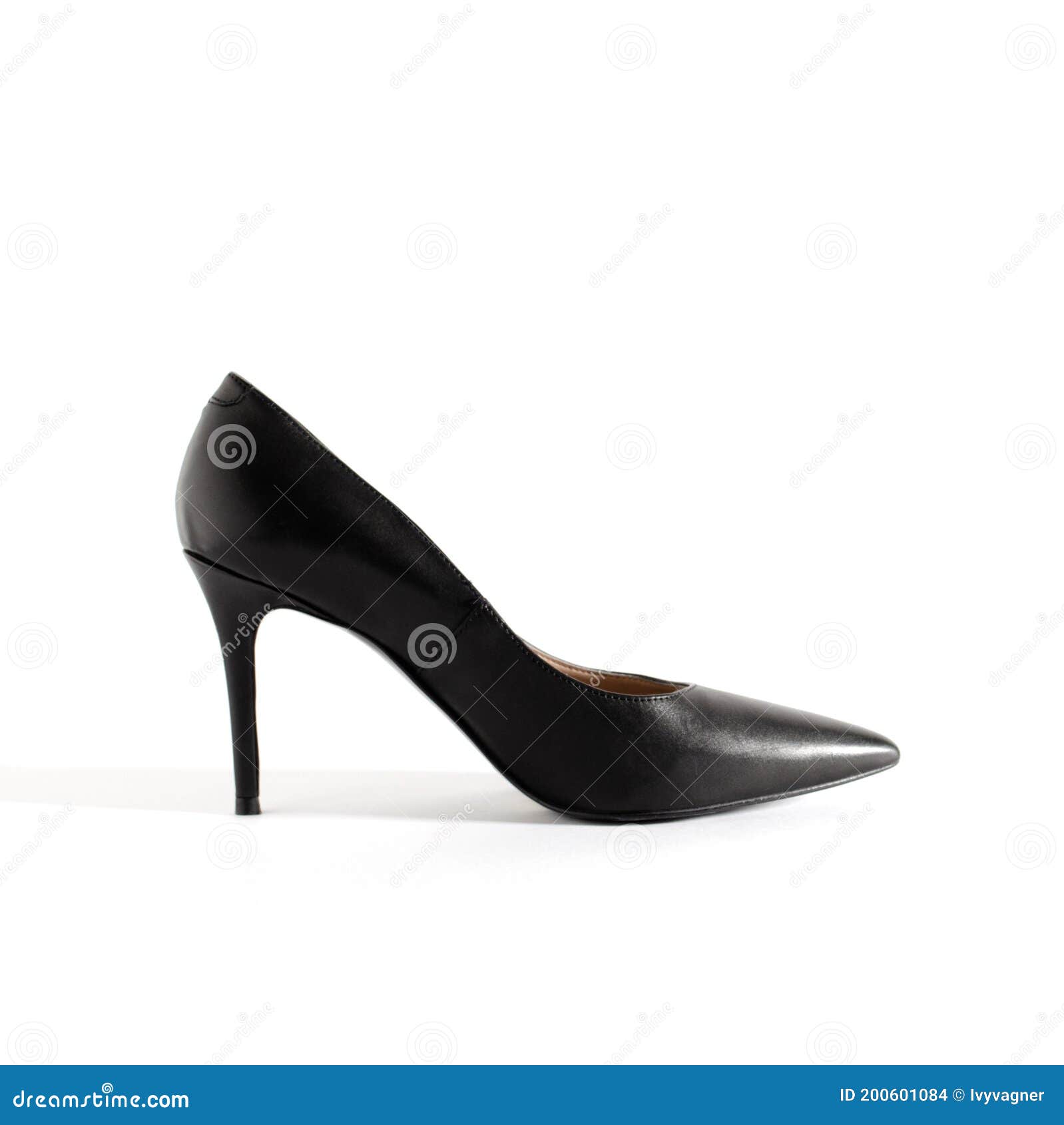 Classical Black Shoes. High Heel Shoes on White Background. Side View ...