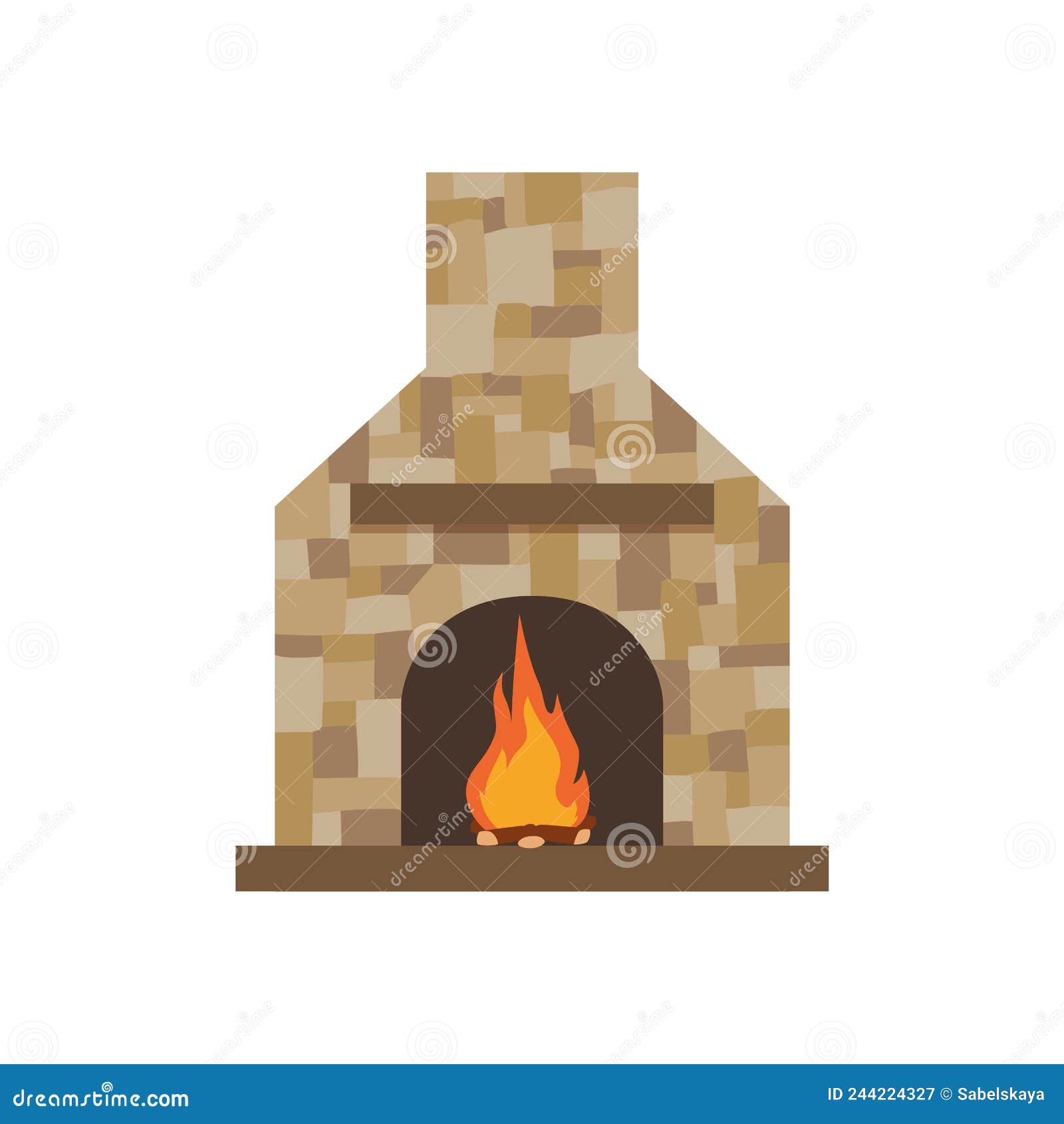 Classical Brick Fireplace or Stove in Flat Style, Vector Illustration ...