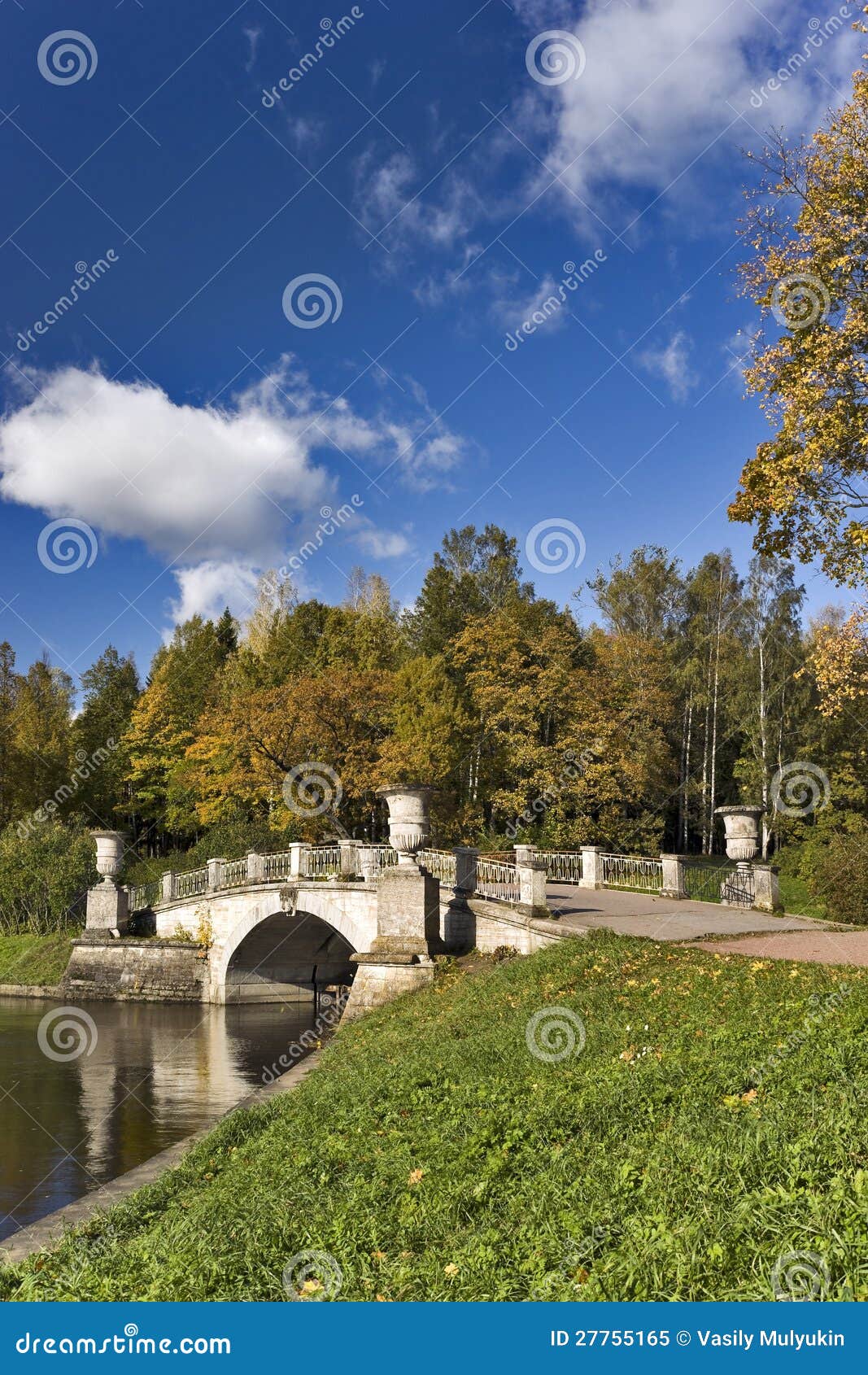 Classical bridge stock image. Image of golden, path, leaves - 27755165