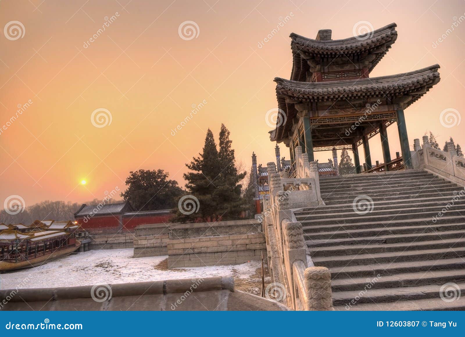 Classical bridge in SunSet stock image. Image of pavilion - 12603807