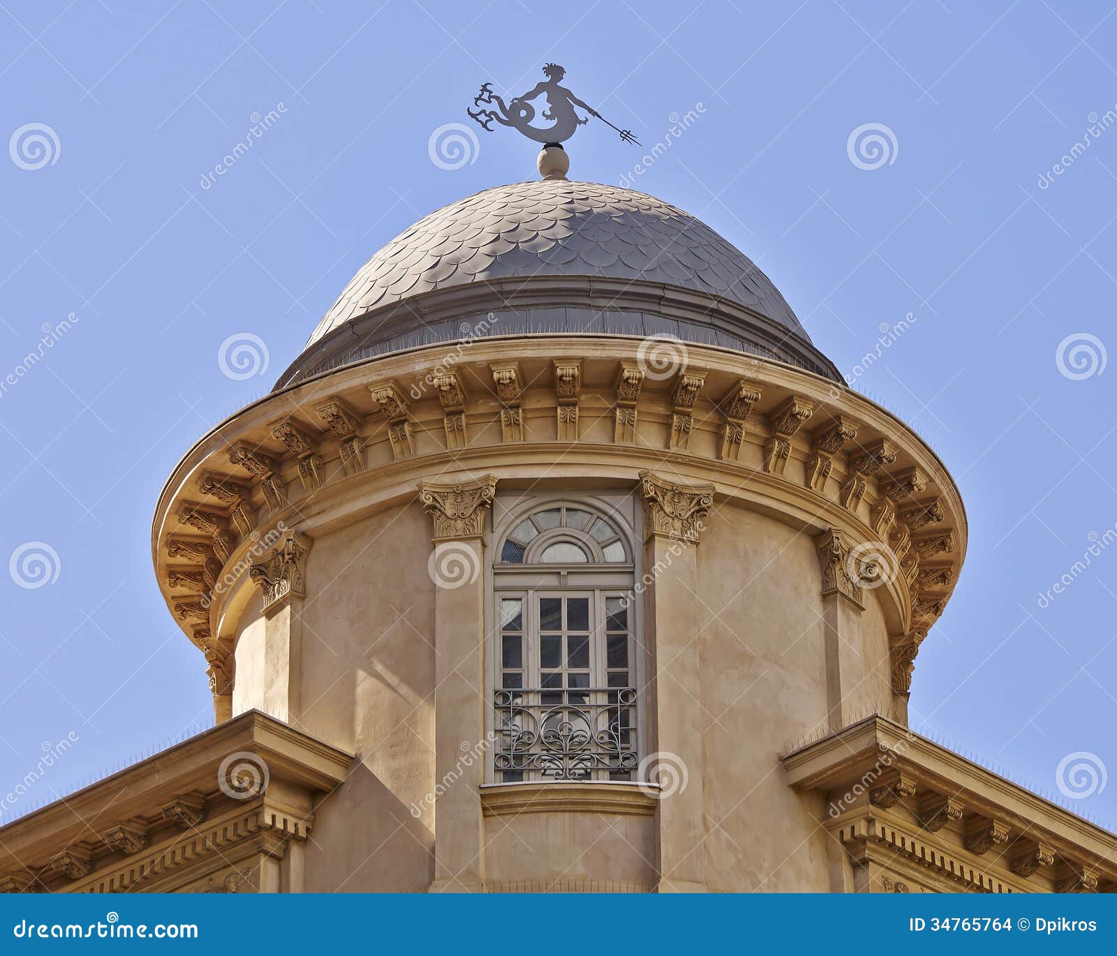 Classical Building Dome with Triton Ancient Greek Deity As Wind Vane ...