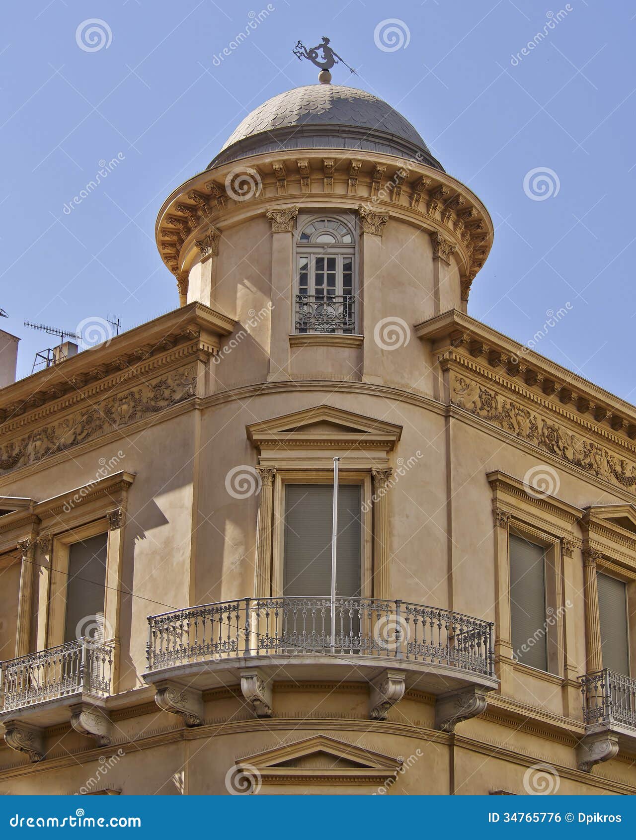 Classical Building Dome with Triton Ancient Greek Deity As Wind Vane ...