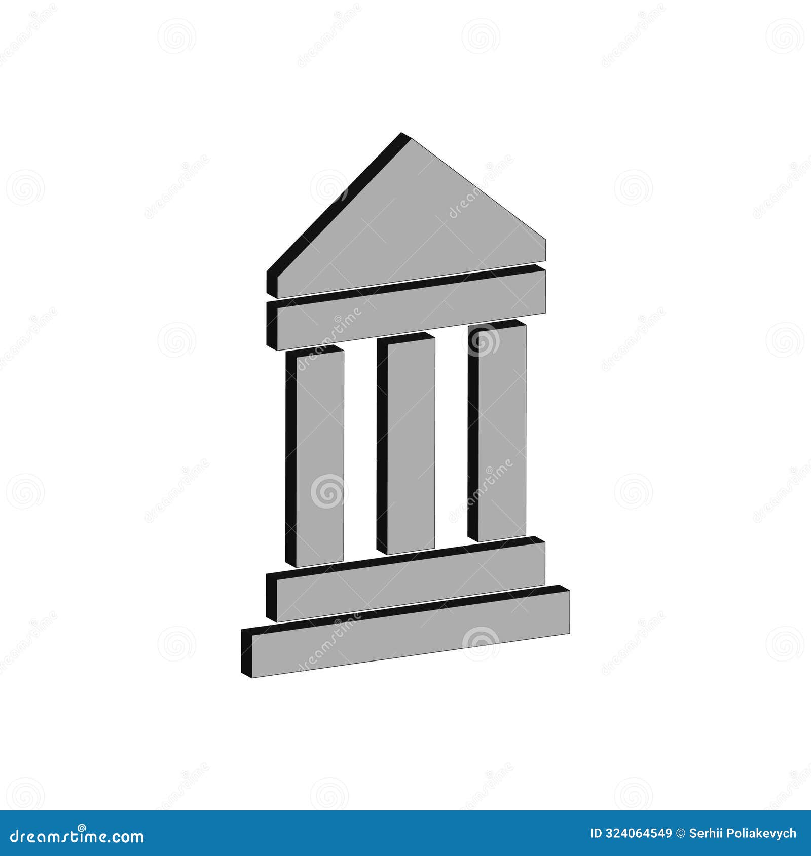 Classical Building Icon. Greek Temple Silhouette. Gray and Black Vector ...