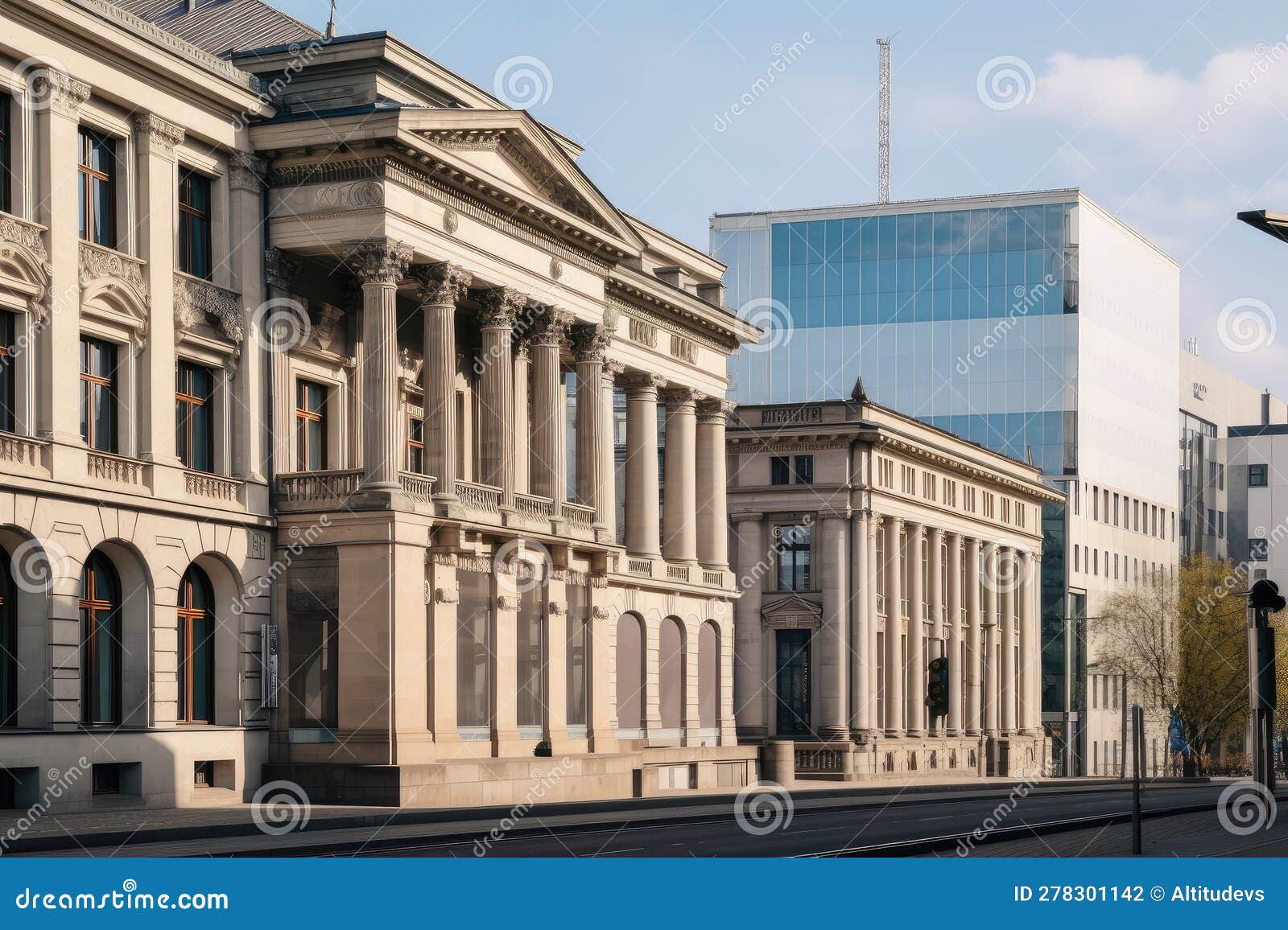 Classical Building in Line with the Past, Surrounded by Modern ...