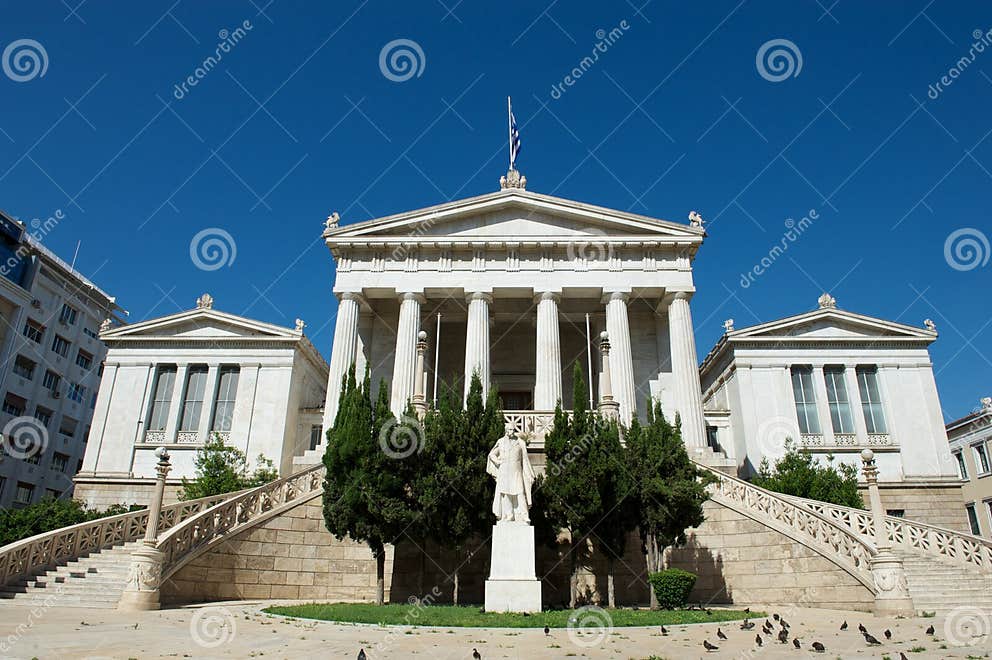 Classical Building of the National Library, Athens, Greece Stock Photo ...