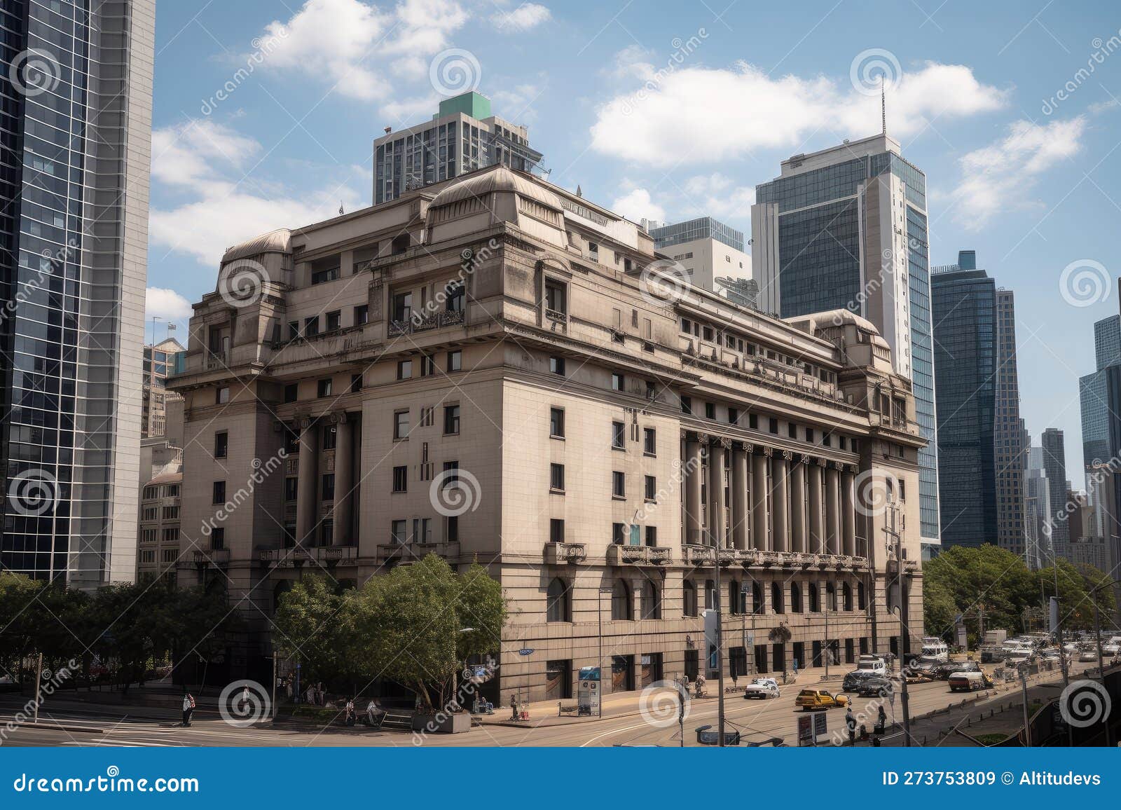 Classical Building, Surrounded by the Hustle and Bustle of Modern City ...