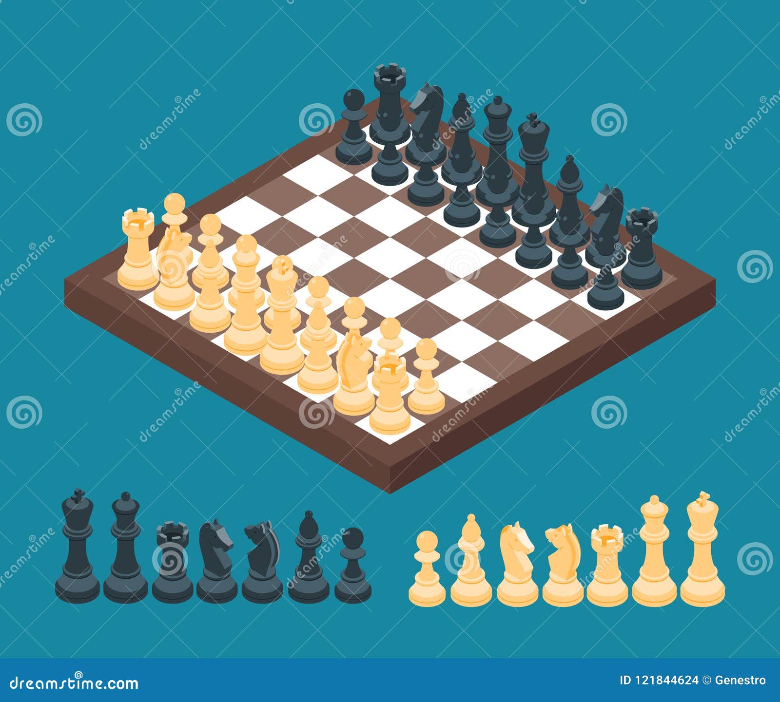 Chessboard With Chess Figures Royalty-Free Cartoon | CartoonDealer.com ...