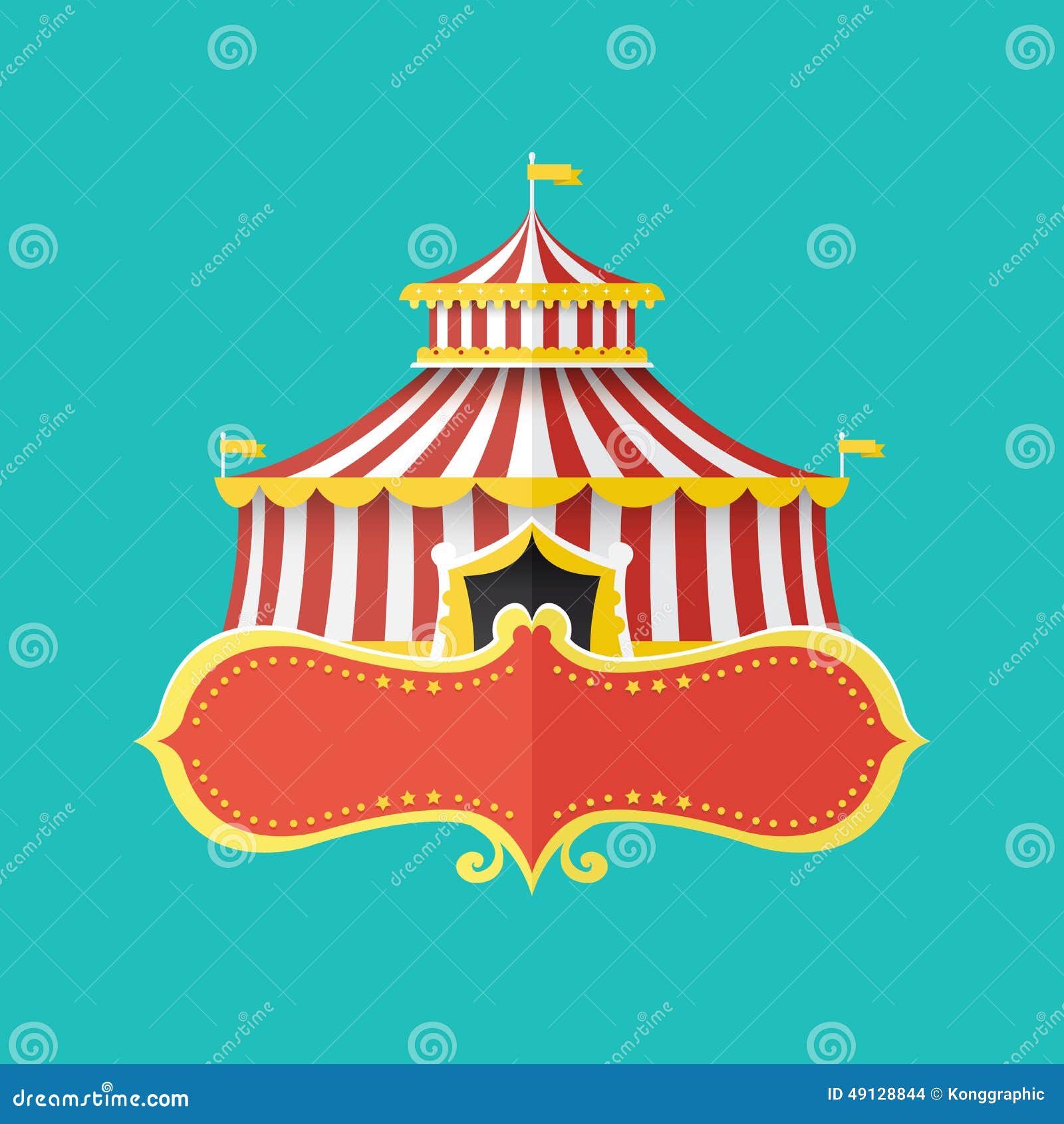 Classical Circus Tent with Banner for Text, Vector Illustration Stock ...