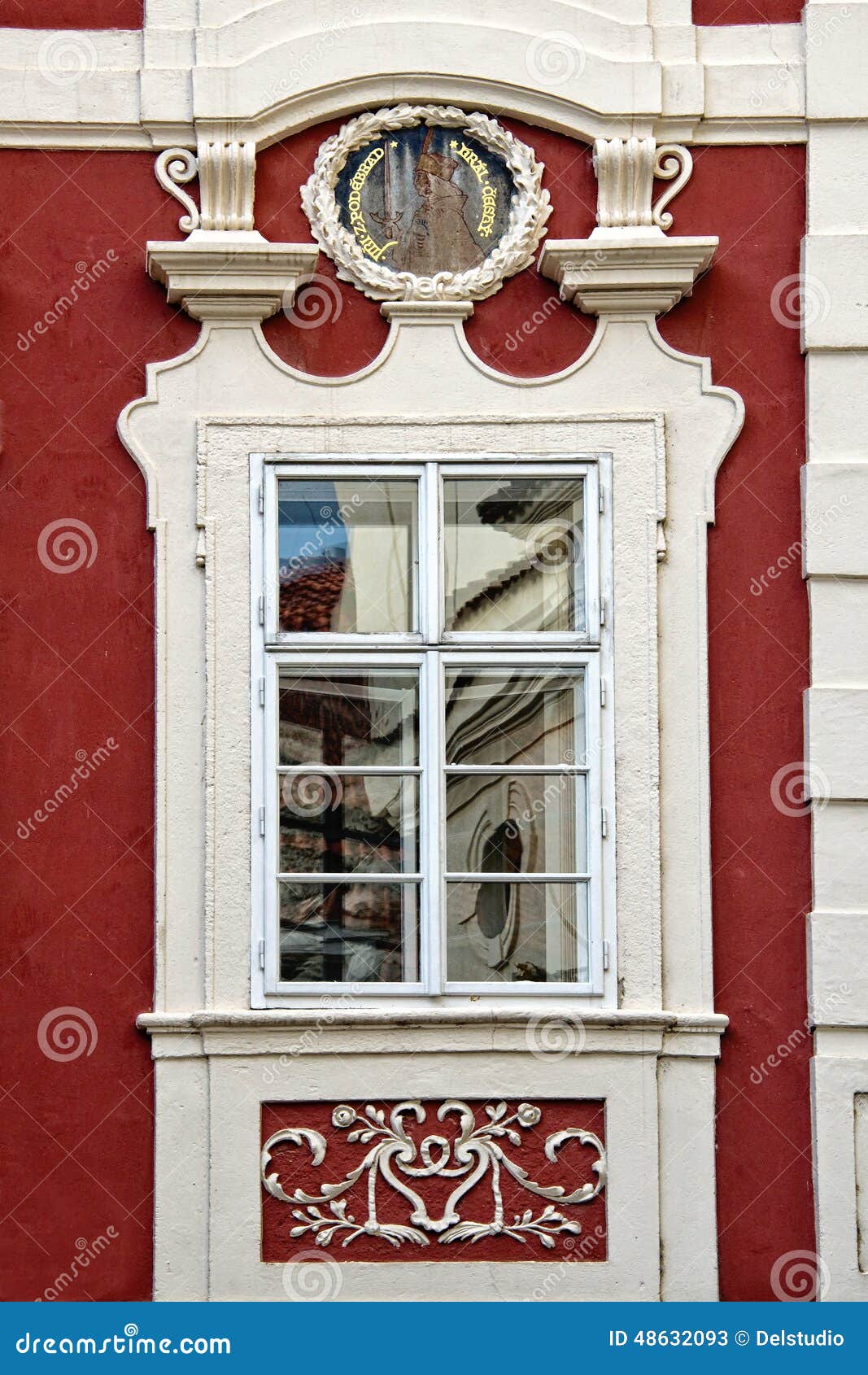Classical Colorful Window with Pediment in Prague Stock Image - Image ...