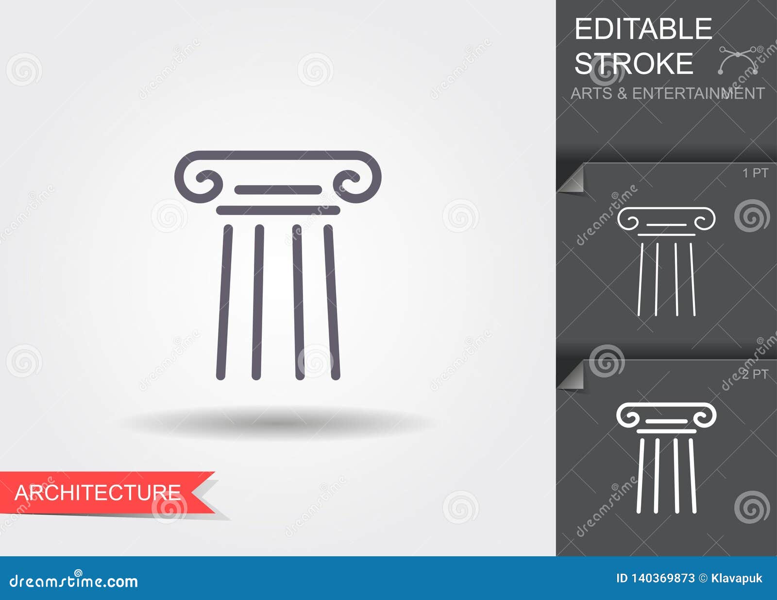 Classical Column. Line Icon with Shadow and Editable Stroke Stock ...