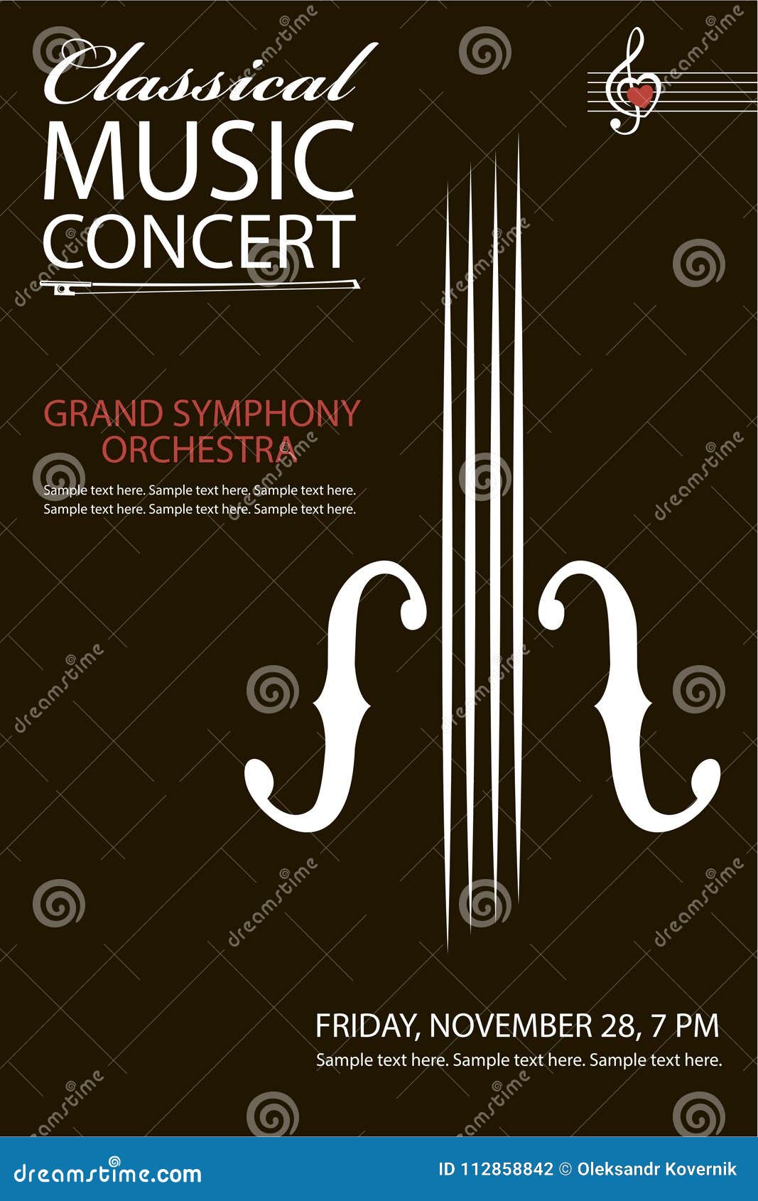 Classical concert poster stock vector. Illustration of black - 112858842