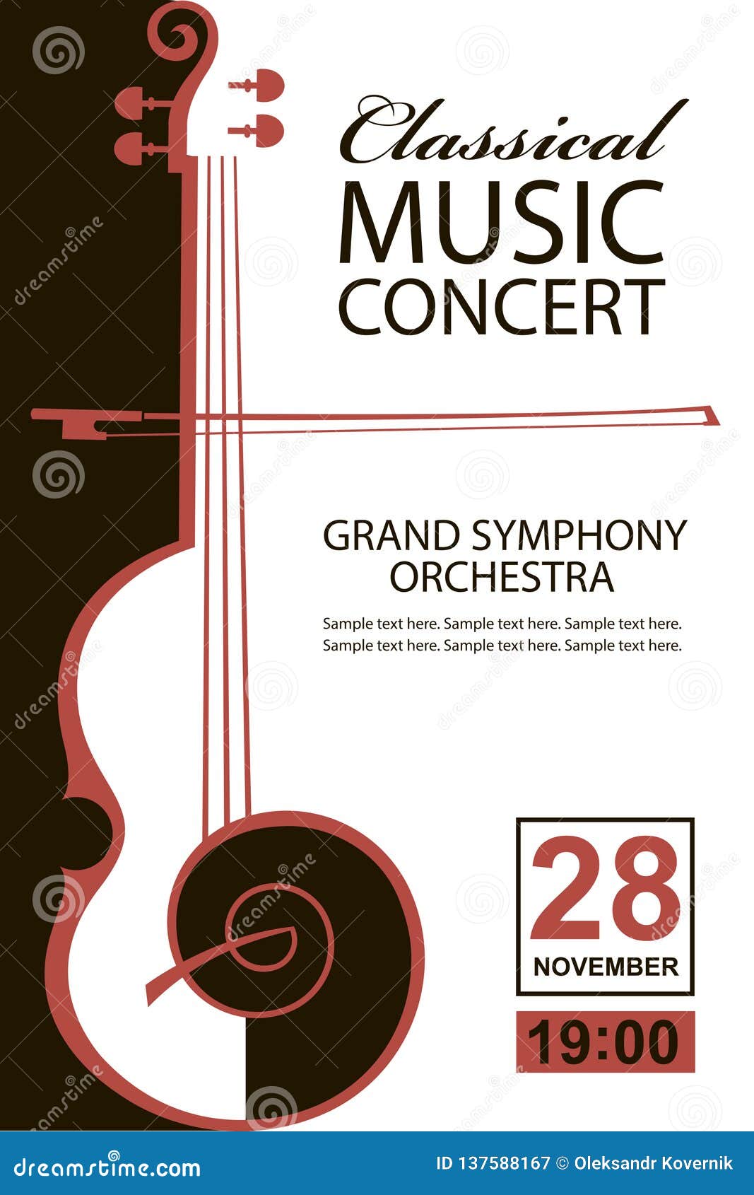 Classical concert poster stock vector. Illustration of graphic - 137588167