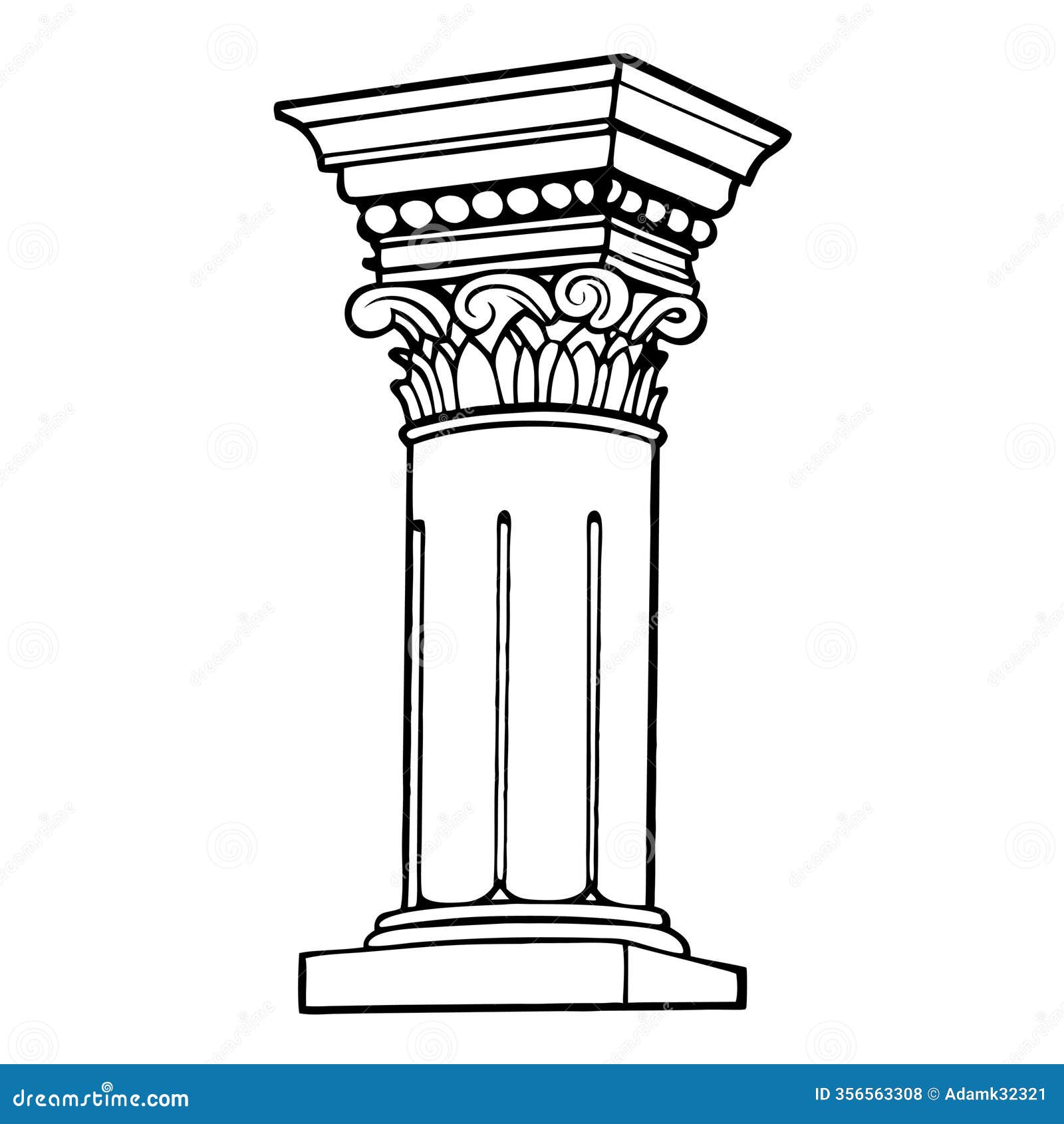 Classical Corinthian Column Vector Illustration for Architecture Design ...