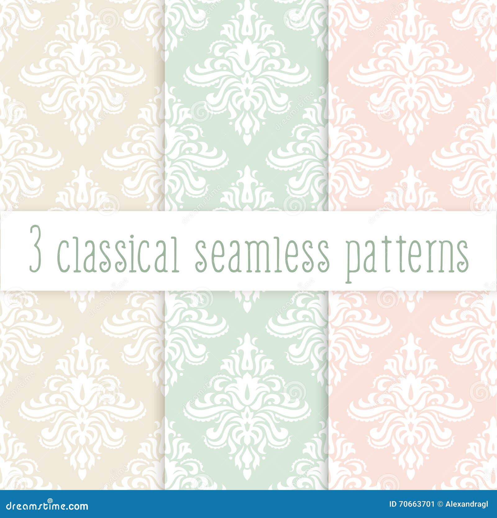 Classical Delicate Seamless Pattern Set Stock Vector - Illustration of ...