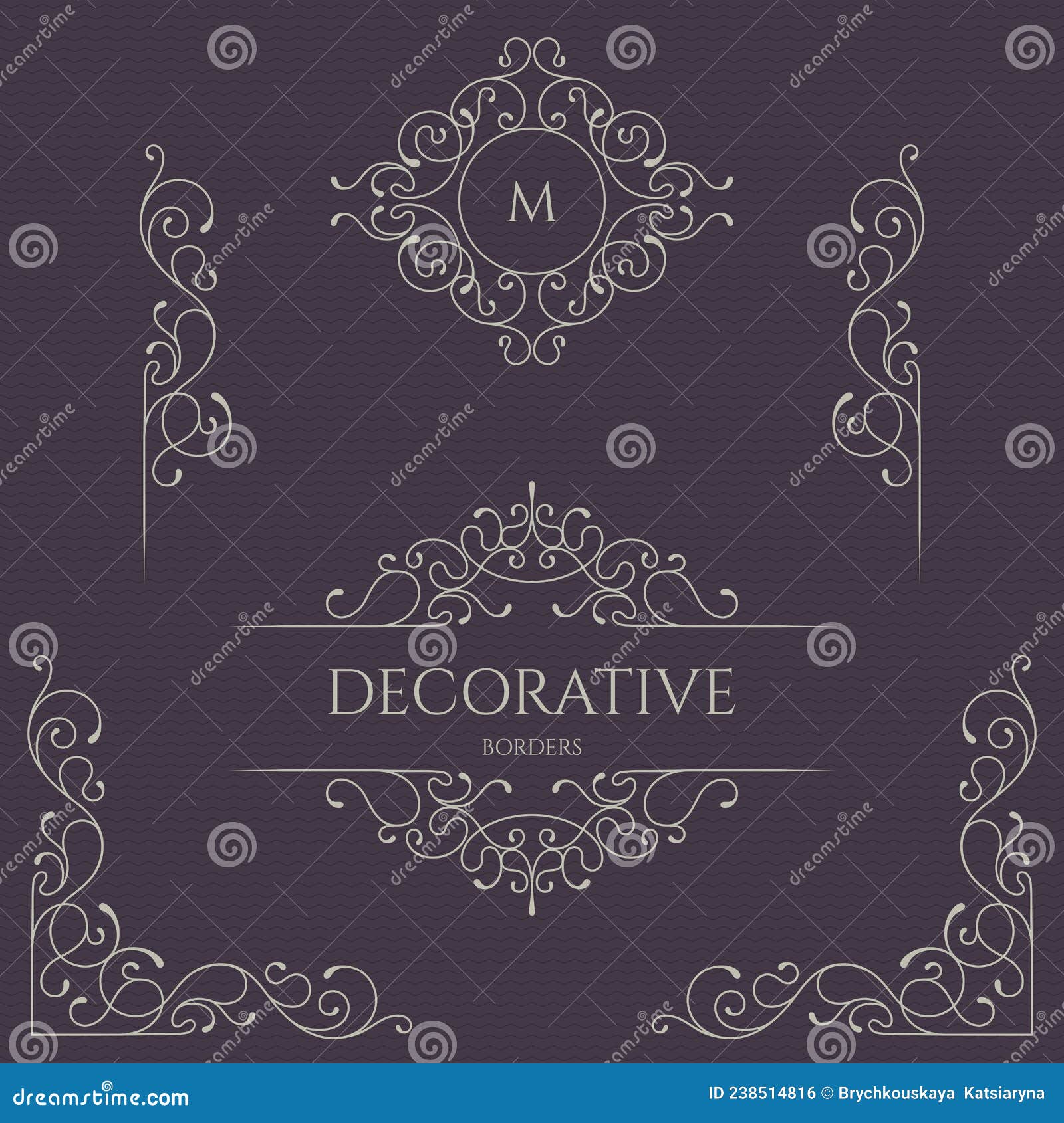 Classical Elements. Decorative Monogram and Borders. Stock Vector ...