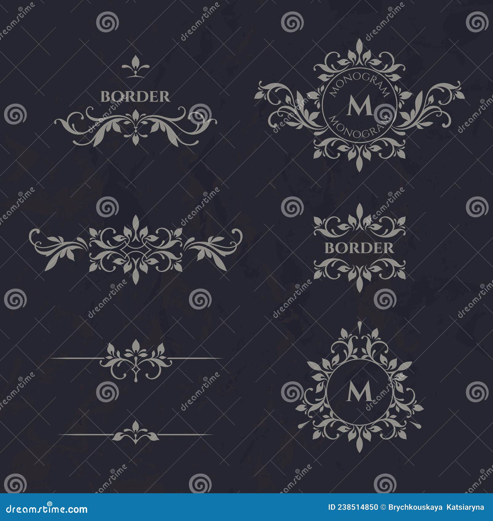 Graphic Design Page. Floral Monograms and Borders. Stock Vector ...