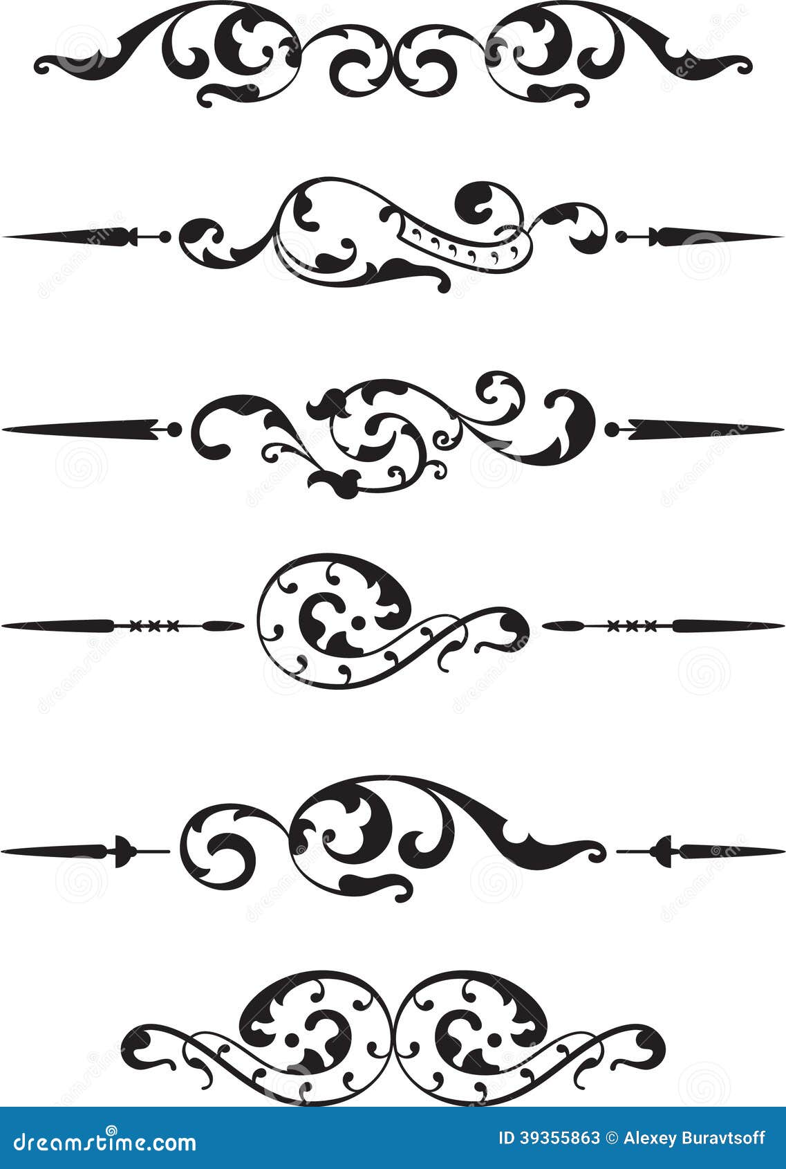 Classical Elements. Set Of Decorative Monograms And Border. Cartoon ...