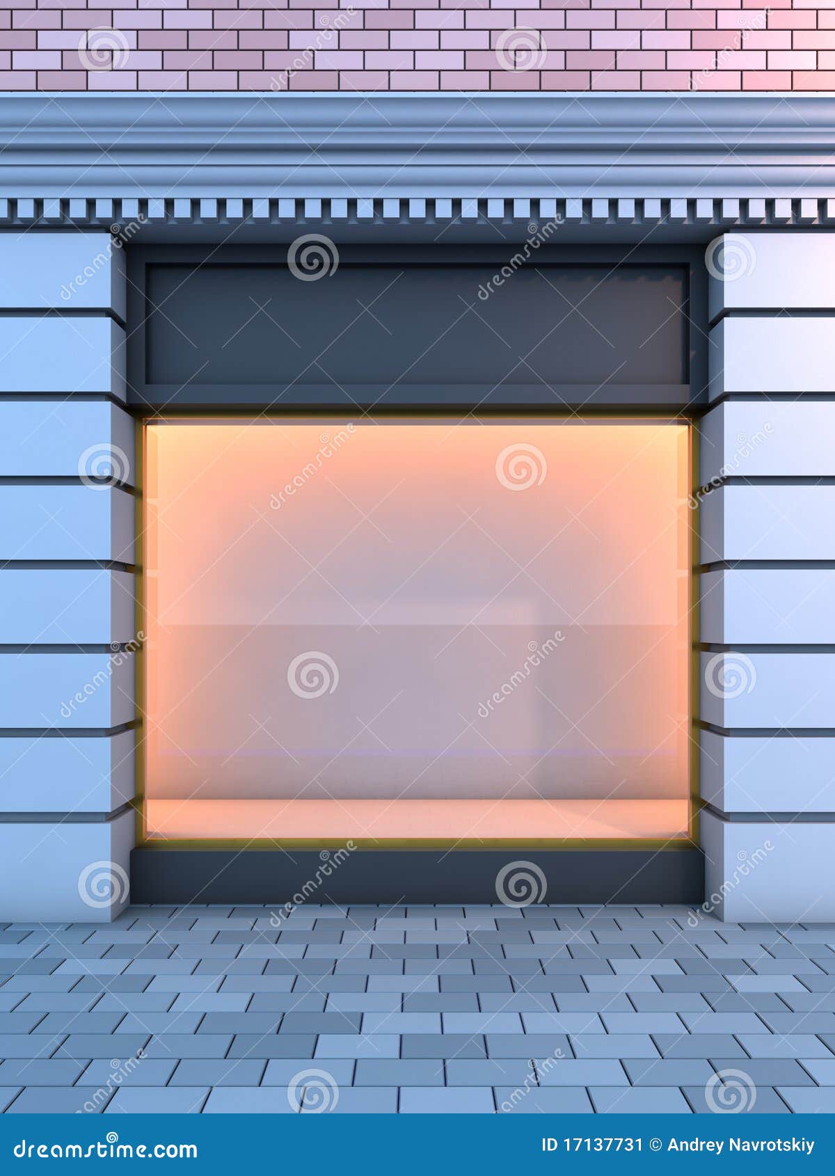 Empty Storefront Or Podium With Lighting And A Big Window. Royalty-Free ...
