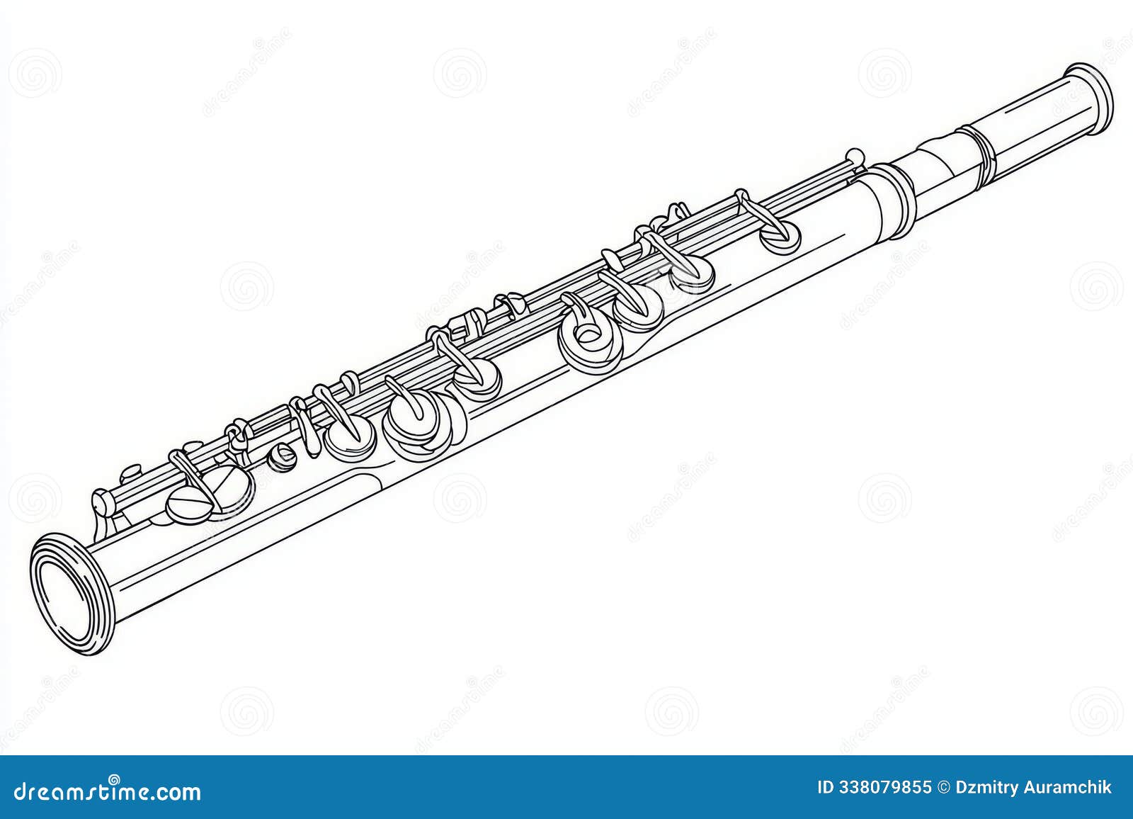 The Classical Flute is Drawn Continuously in One Line. a Modern Single ...