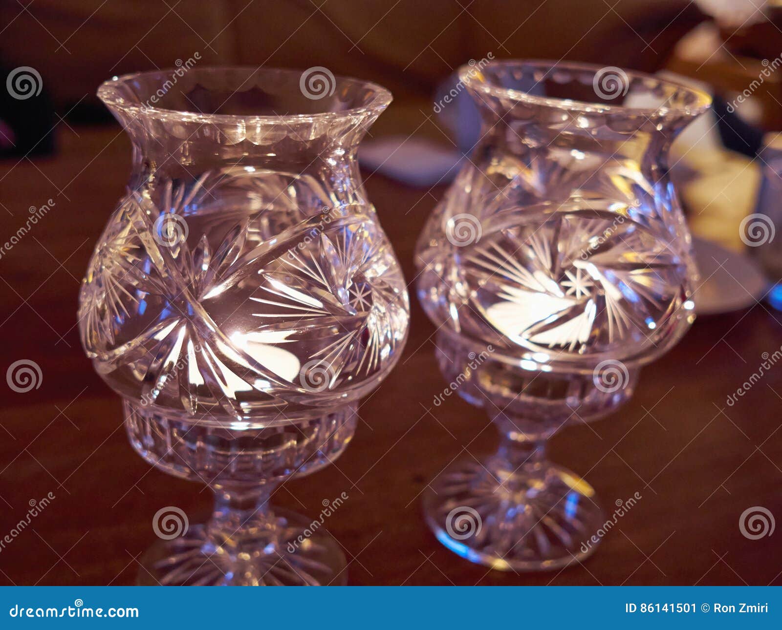 Classical Glass Candle Holders Burning Candles Inside Stock Image ...