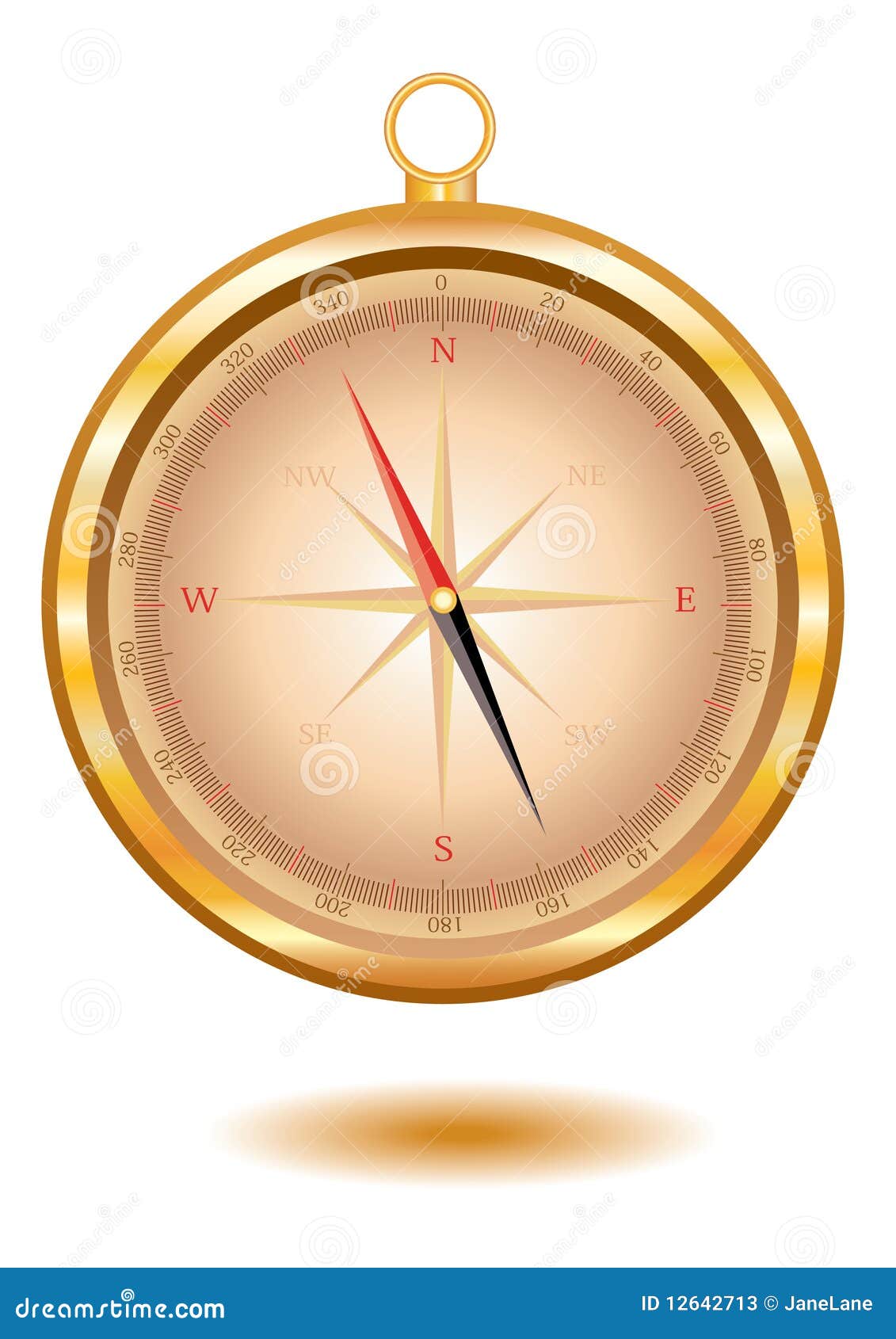 Classical Gold Compass Isolated on White Stock Illustration ...