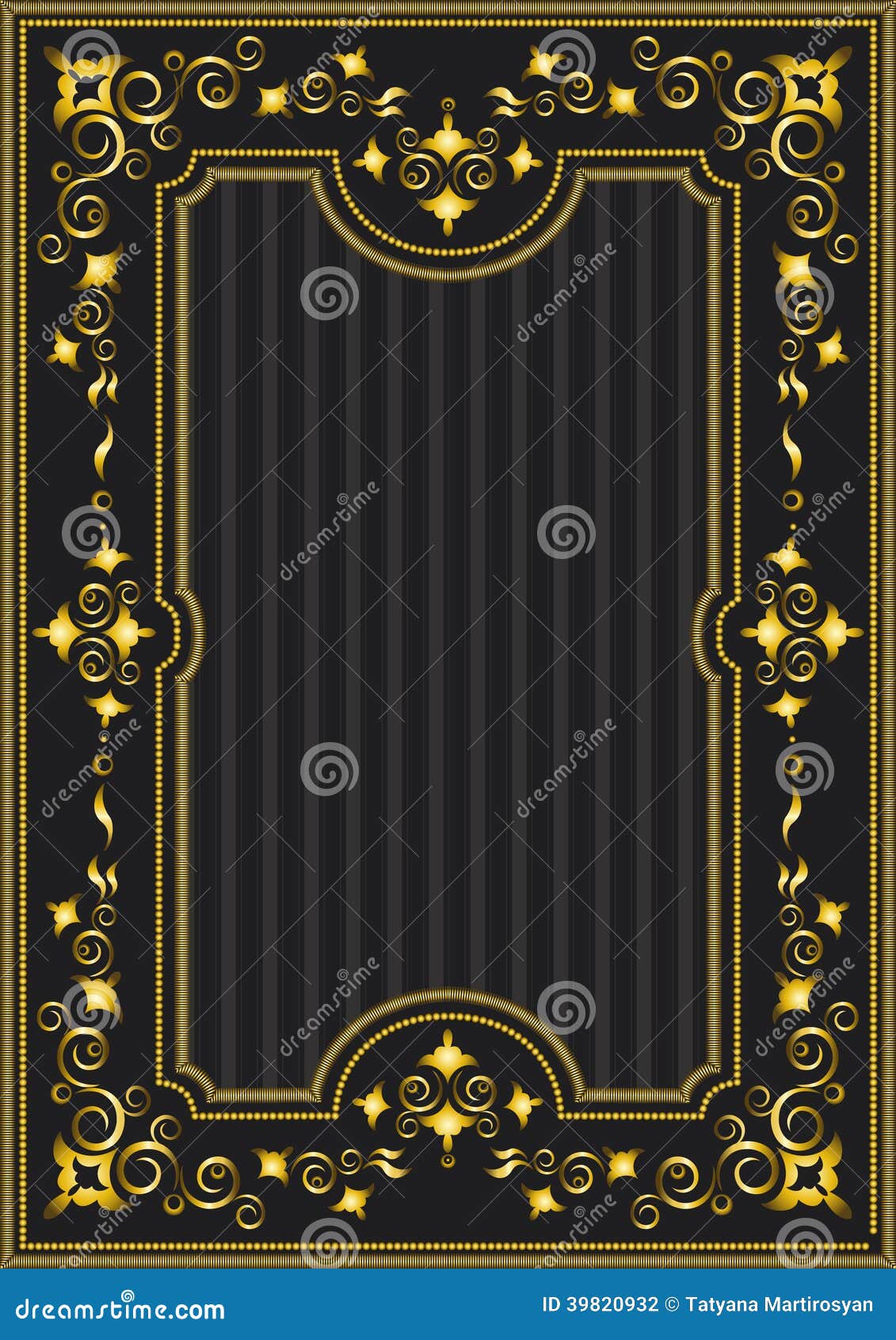 Classical Gold Frame with Oriental Pattern Stock Vector - Illustration ...