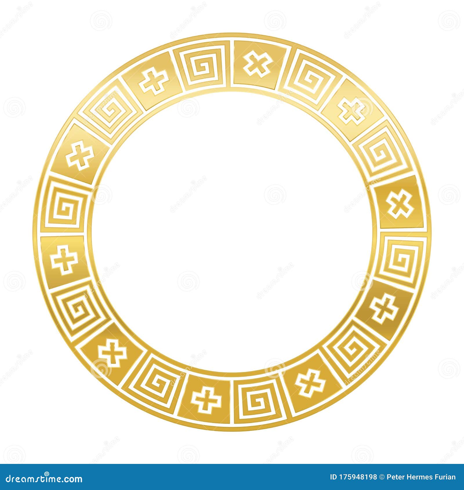 Classical Golden Greek Meander Pattern Circle Frame Stock Vector ...