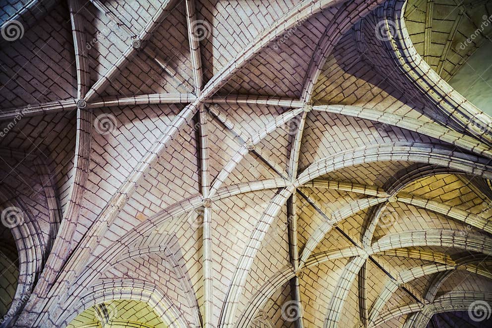 Classical Gothic Ceiling Structure Stock Image - Image of arch, detail ...