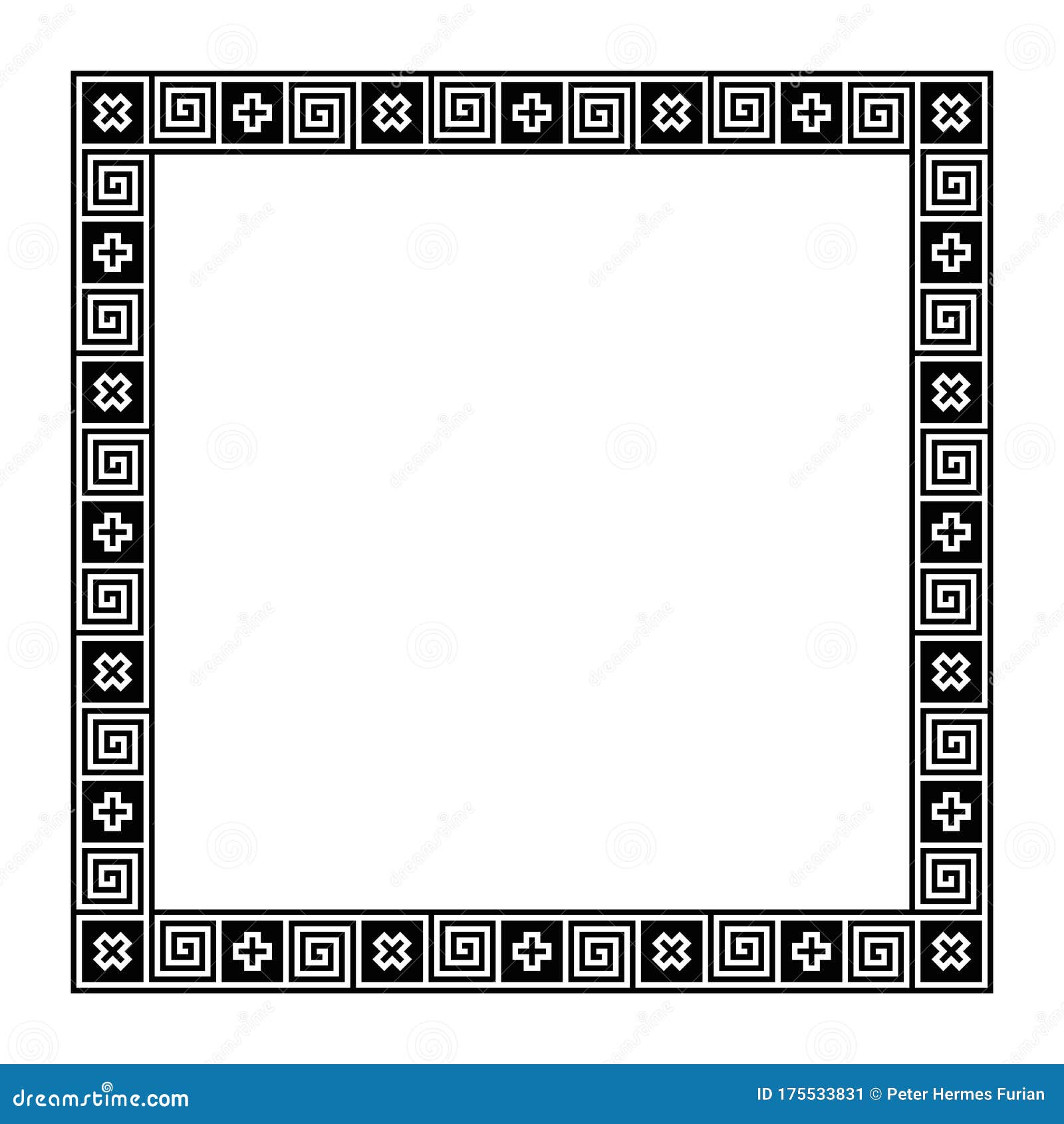 Classical Greek Meander, Square Frame, Made of Seamless Meander Pattern ...