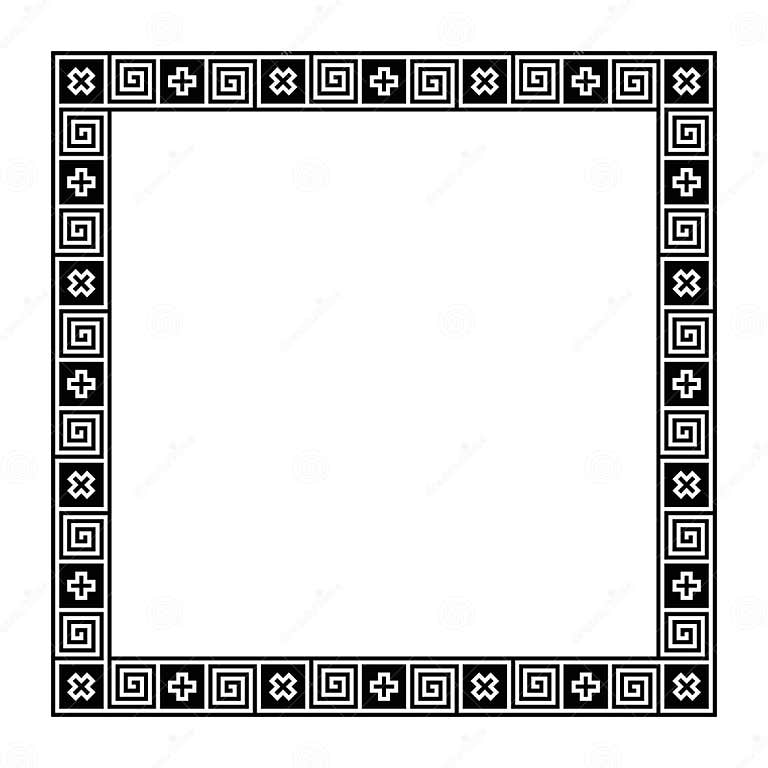 Classical Greek Meander, Square Frame, Made of Seamless Meander Pattern ...