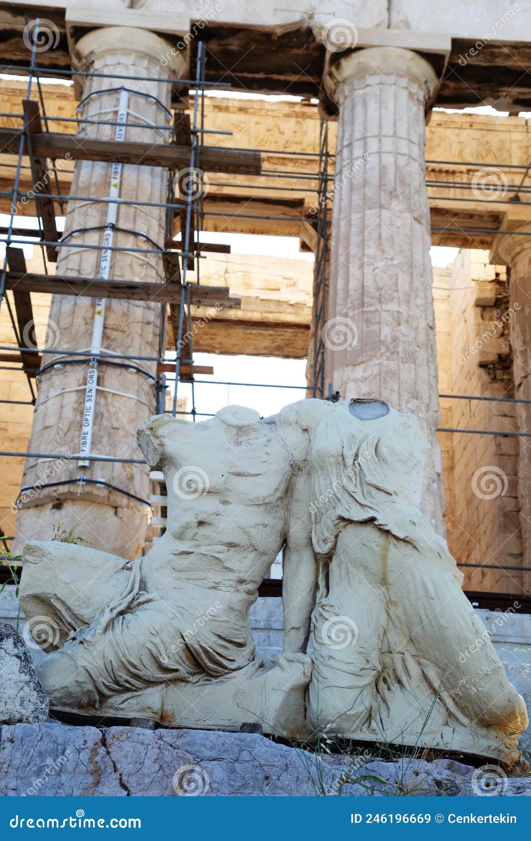 Classical Greek Statue in Front of Acropolis Parthenon Temple Editorial ...