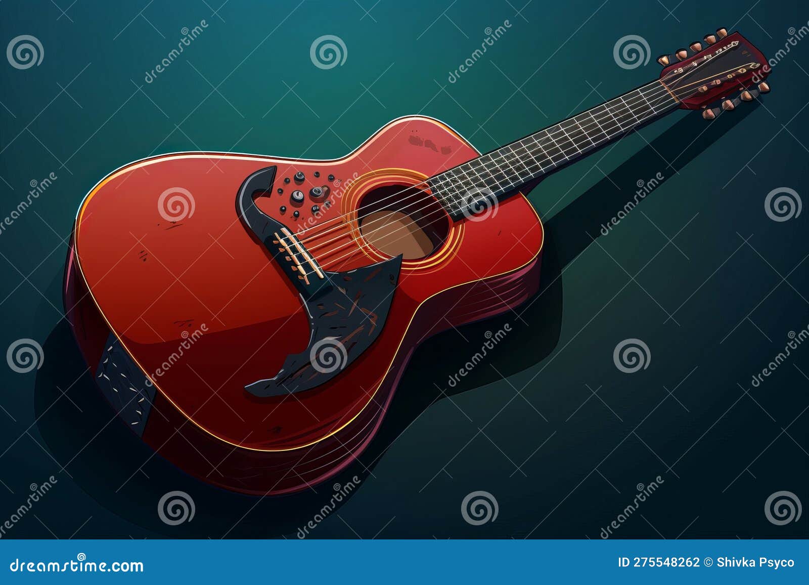Classical Guitar Cartoon Style Generative AI Stock Illustration ...