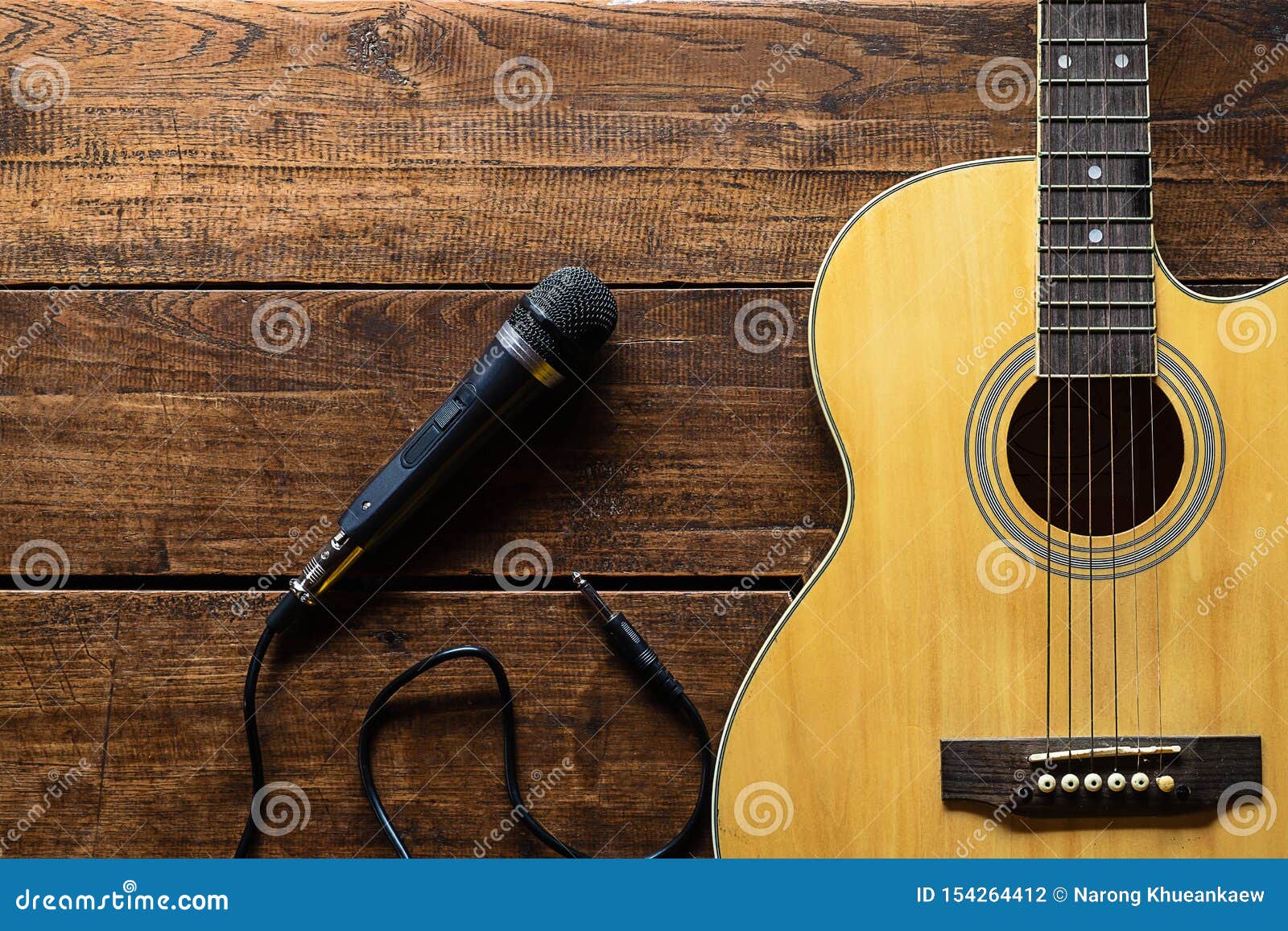 Classical Guitar and Microphone for Musicians. Stock Photo - Image of ...